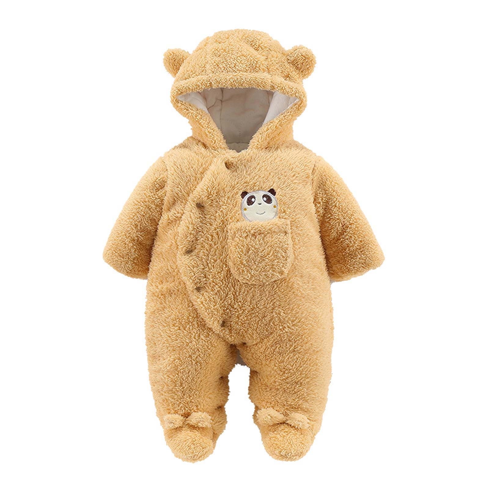 Wancir Baby Newborn Baby Snowsuit Bear Onesie Romper Winter Warm Coat Infant Fleece Footie ...