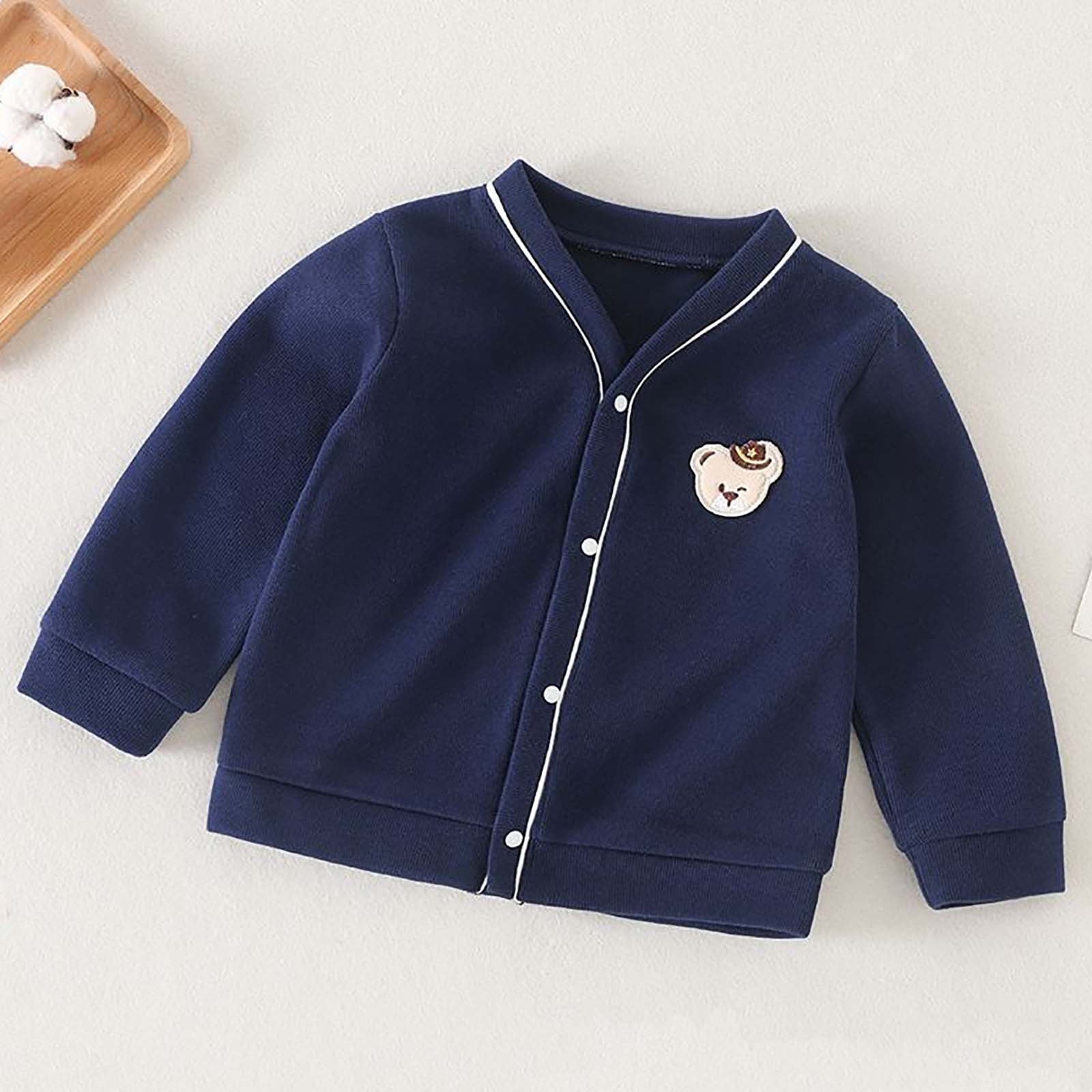 Wancir Girls Crewneck Cardigan Long Sleeve Children Button Cotton ...
