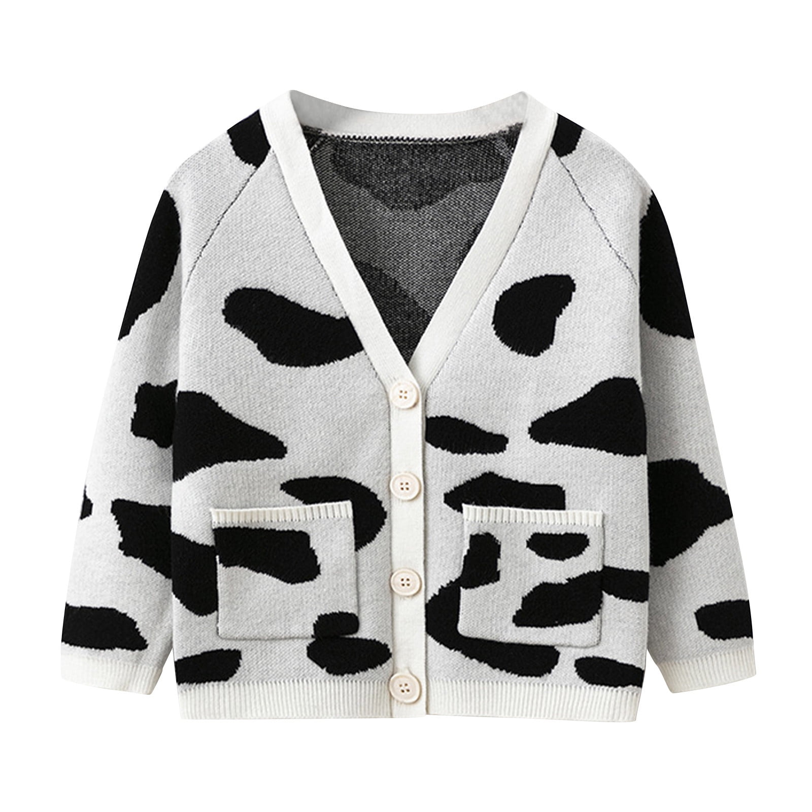 Wancir Girls Crewneck Cardigan Long Sleeve Children Button Cotton ...