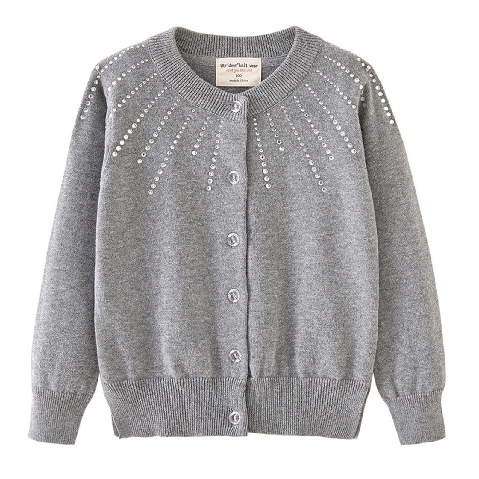 Wancir Girls Cute Cardigan 100% Cotton Girls Button Up Sweater Long ...