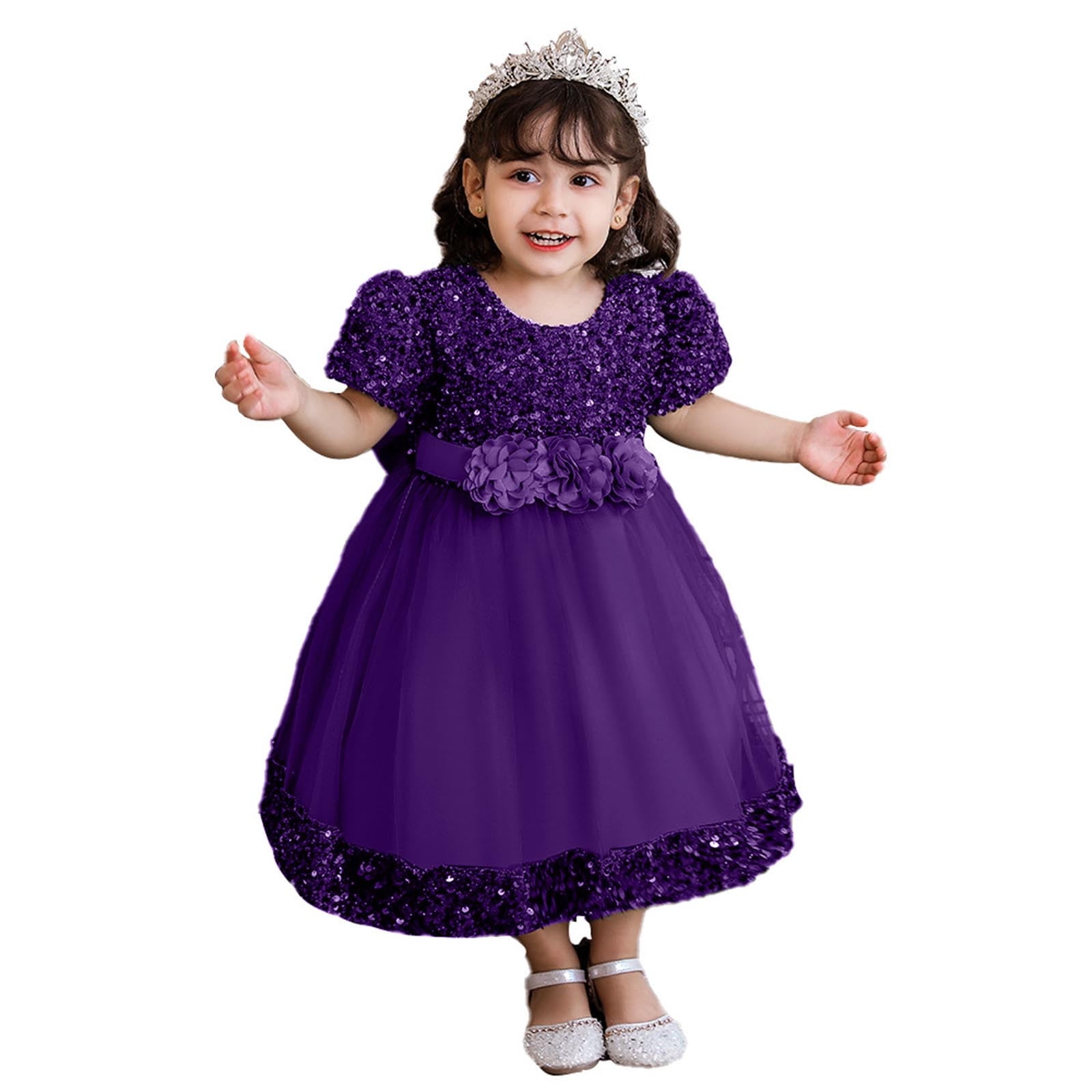 Wancir Girls Princess Tulle Lace Flower Pageant Dress Puffy Floor ...