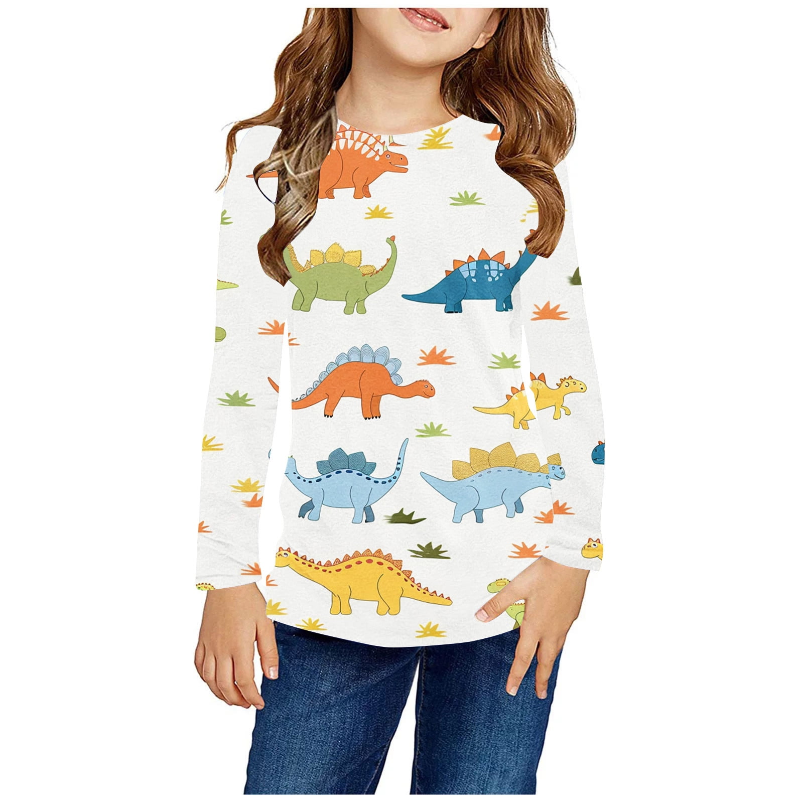 Wancir Girls Puff Long Sleeve Shirts Round Neck Tunic Tops Casual ...