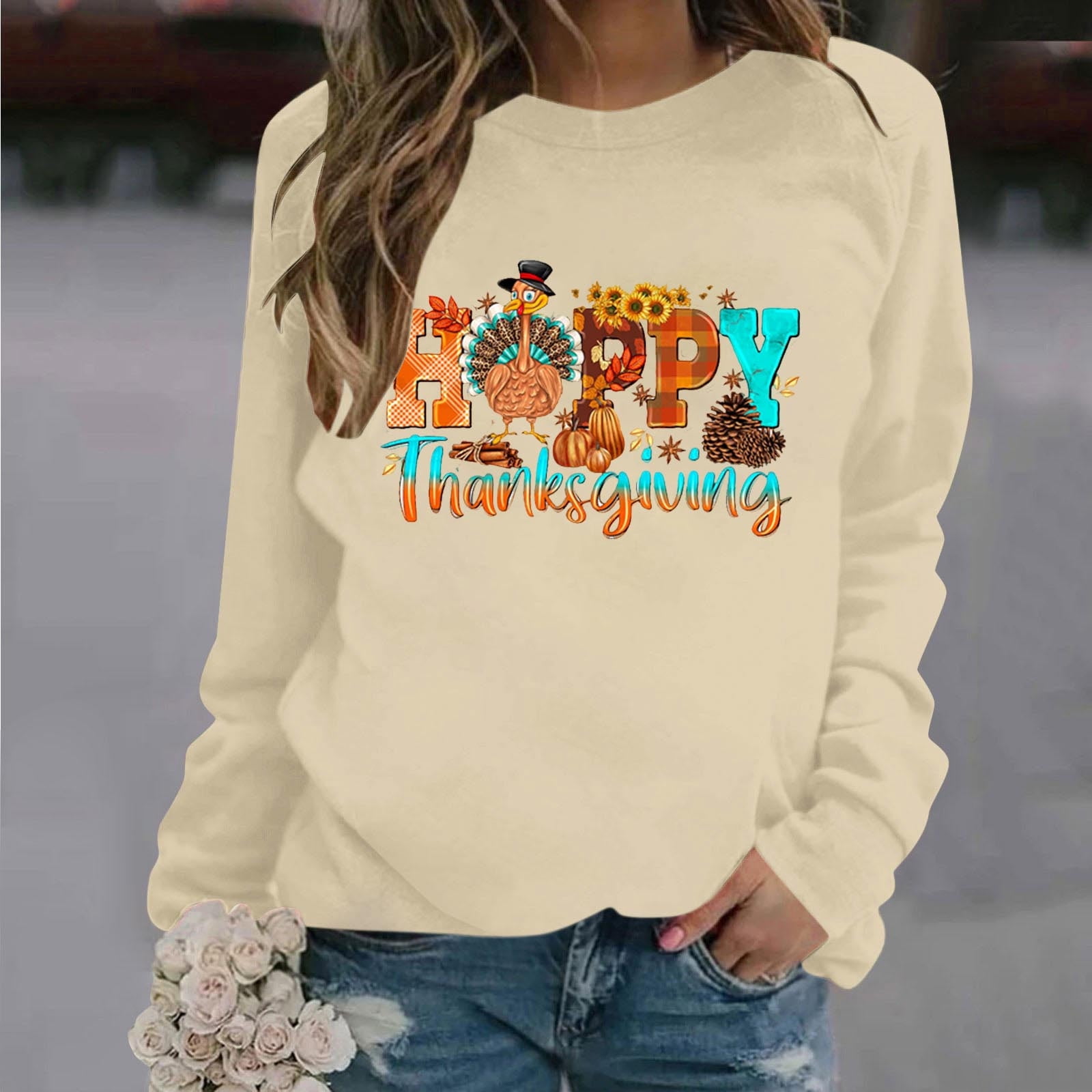 Wancir Long Sleeve Fall T-Shirt for Women Family Halloween Thanksgiving ...