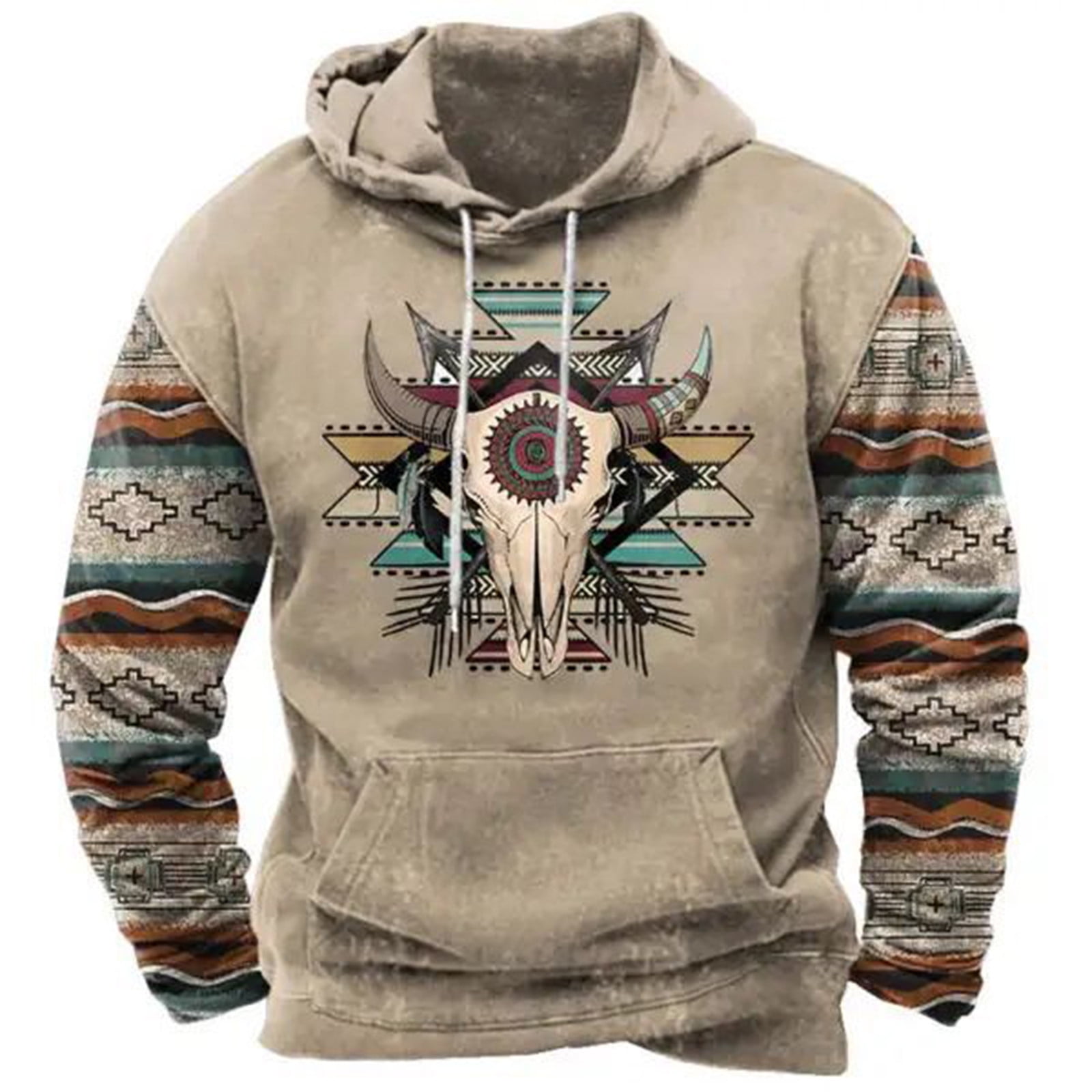 Wancir Men Aztec Tribal Pullover Hoodie Western Ethnic Graphic Hooded ...