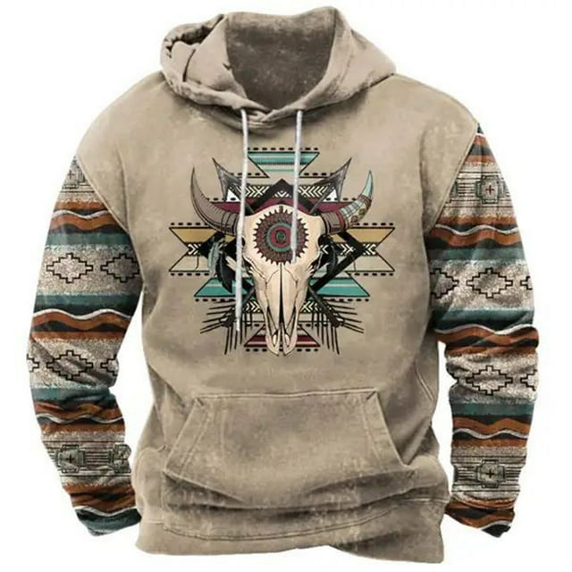 Wancir Men Aztec Tribal Pullover Hoodie Western Ethnic Graphic Hooded ...