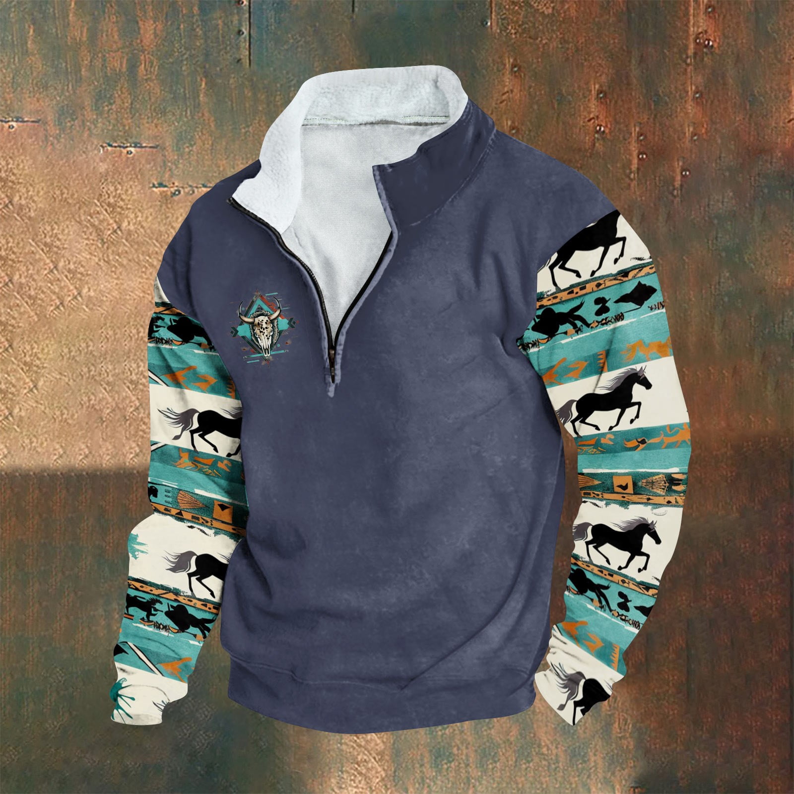 Wancir Men Fashion Aztec Cowboy Hoodies Retro Ethnic Printed Pullovers ...