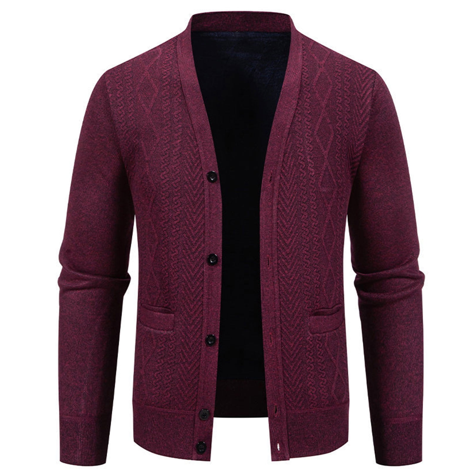 Wancir Men's Casual Long Sleeve Shawl Collar Buttons Down Cable Knit ...