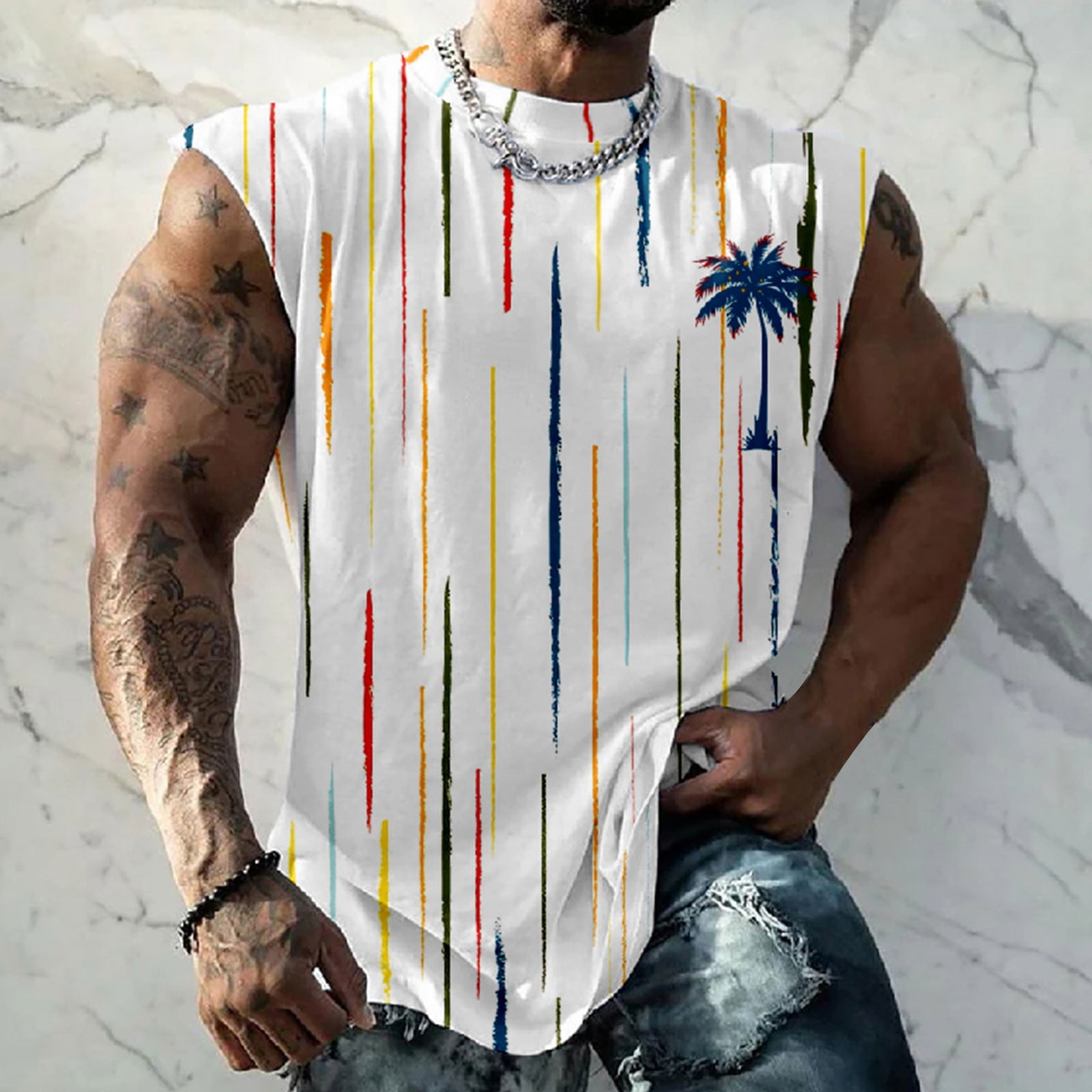 Wancir Men's Workout Tank Tops Gym Cut Off Sleeveless T Shirt ...