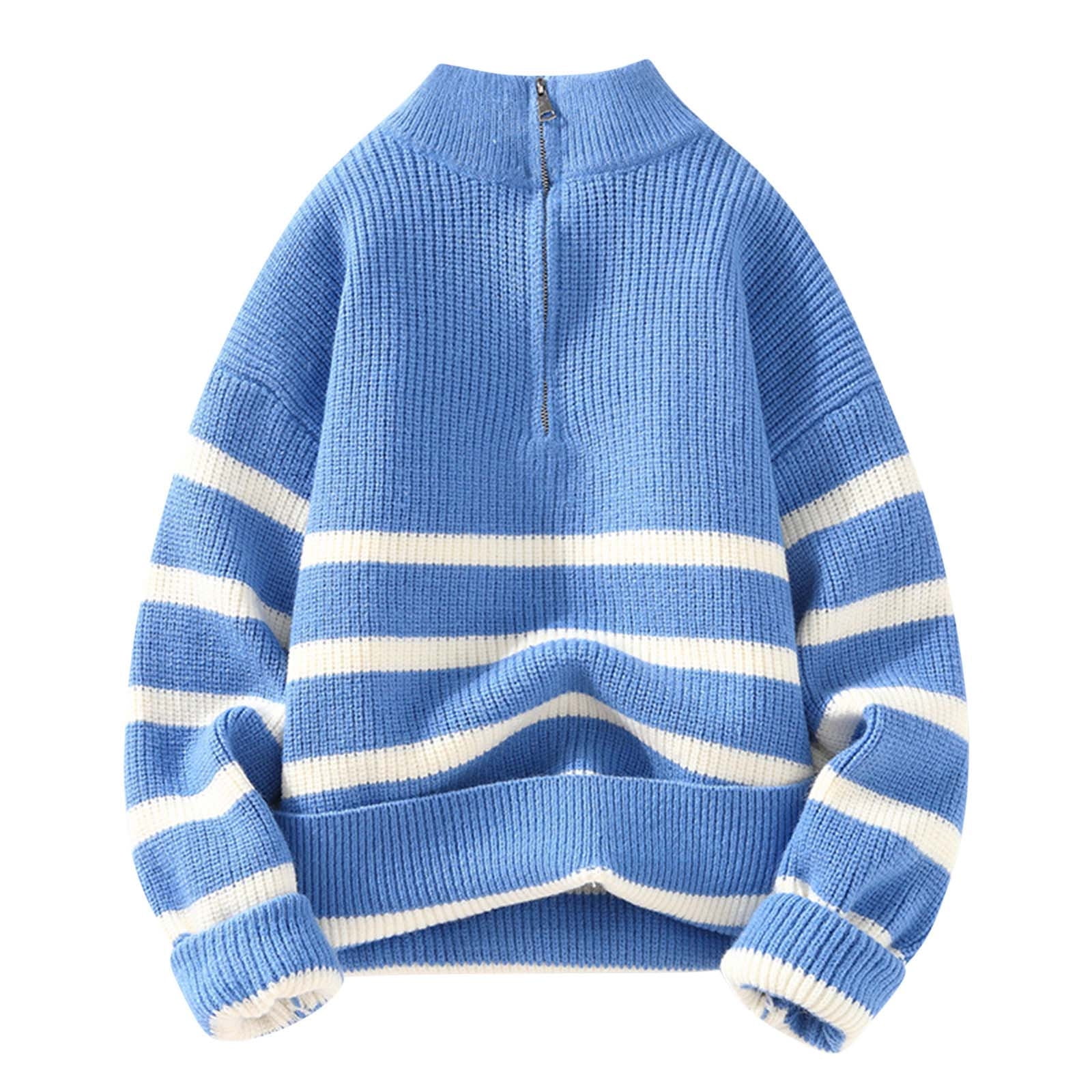 Wancir Mens Casual Pullover Sweater Winter Color Block Ribbed Knitted ...