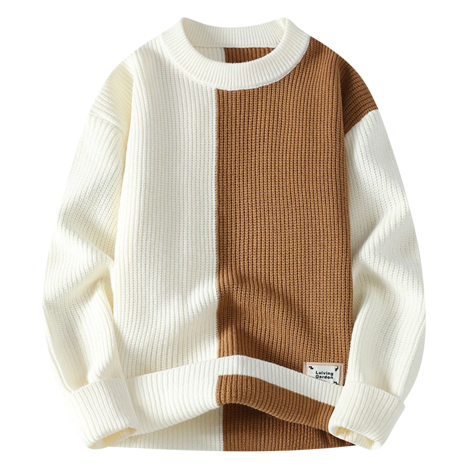 Wancir Mens Casual Pullover Sweater Winter Color Block Ribbed Knitted ...