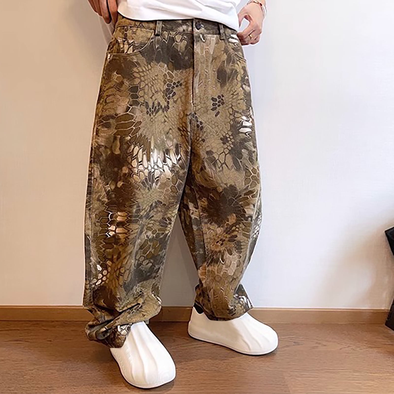 Wancir Mens Relaxed-Fit Cargo Pants Multi Pocket Military Camo Combat ...