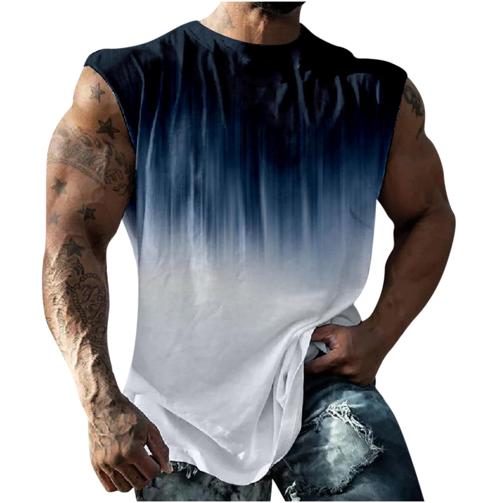 Wancir Mens Sleeveless Tank Tops Workout Muscle Gym T Shirts Crew Neck ...