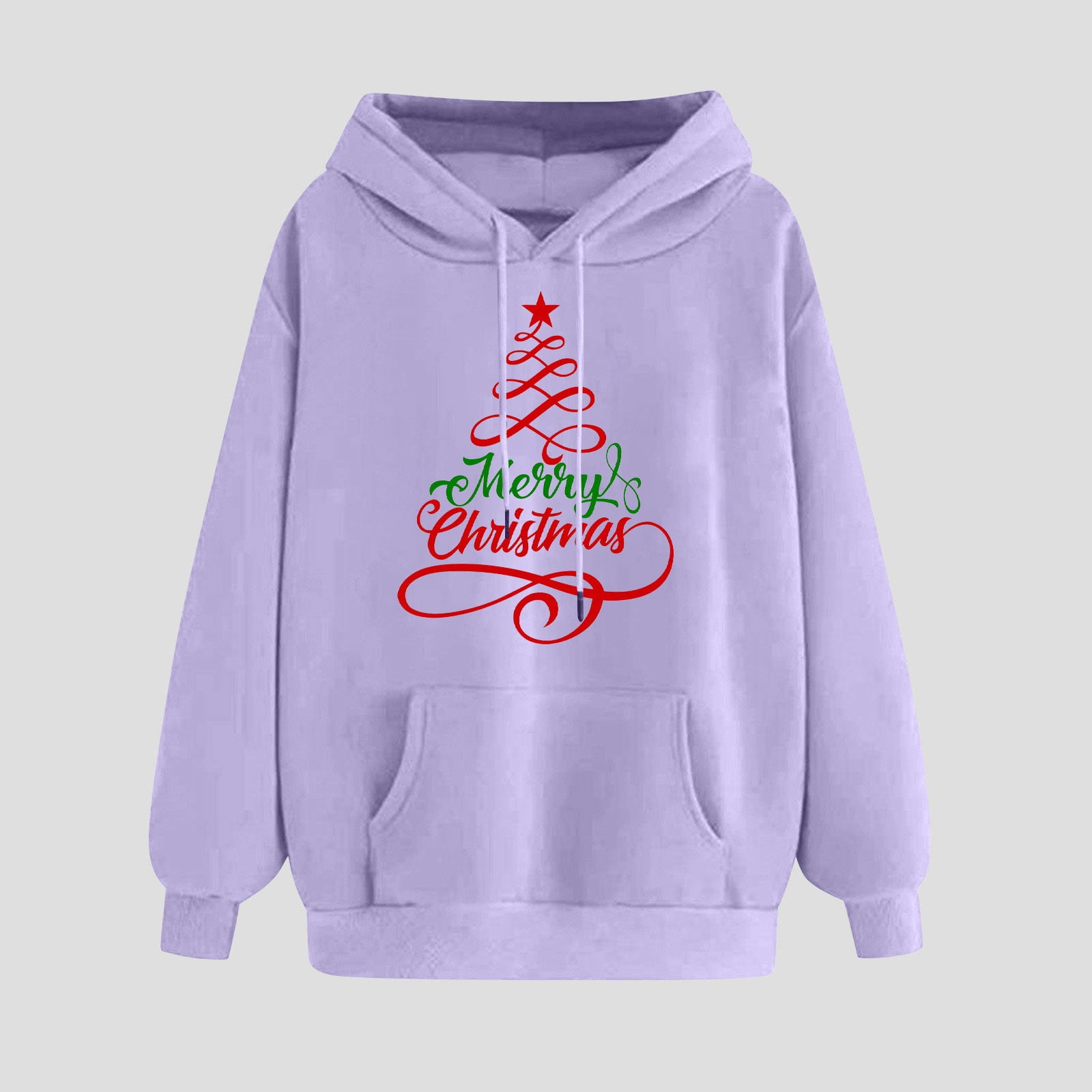 Wancir Merry Christmas Tree Striped Splicing Hoodie Shirt Blouse for ...