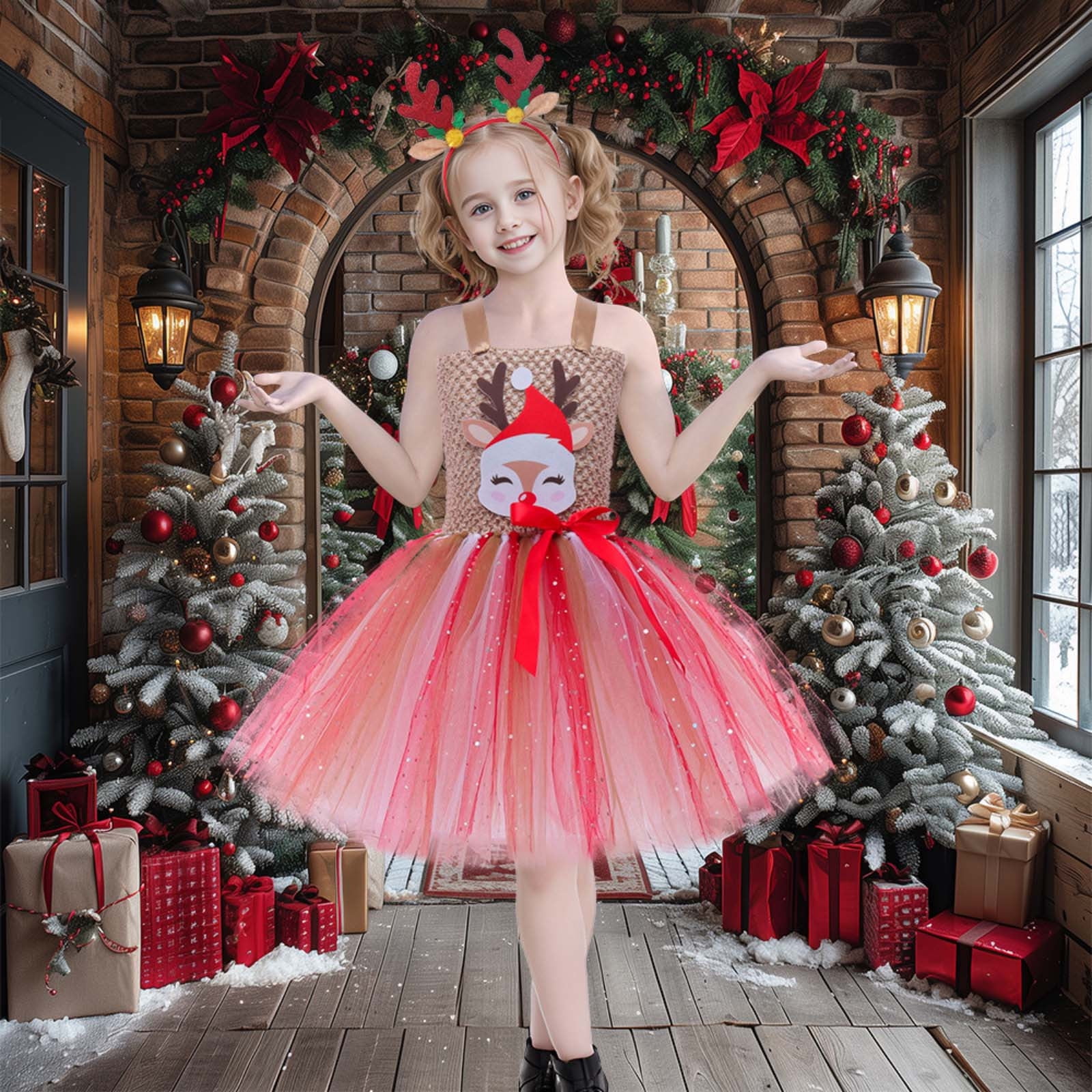 Wancir Winter Dress Girls Girls Christmas Role Play Christmas Tree ...