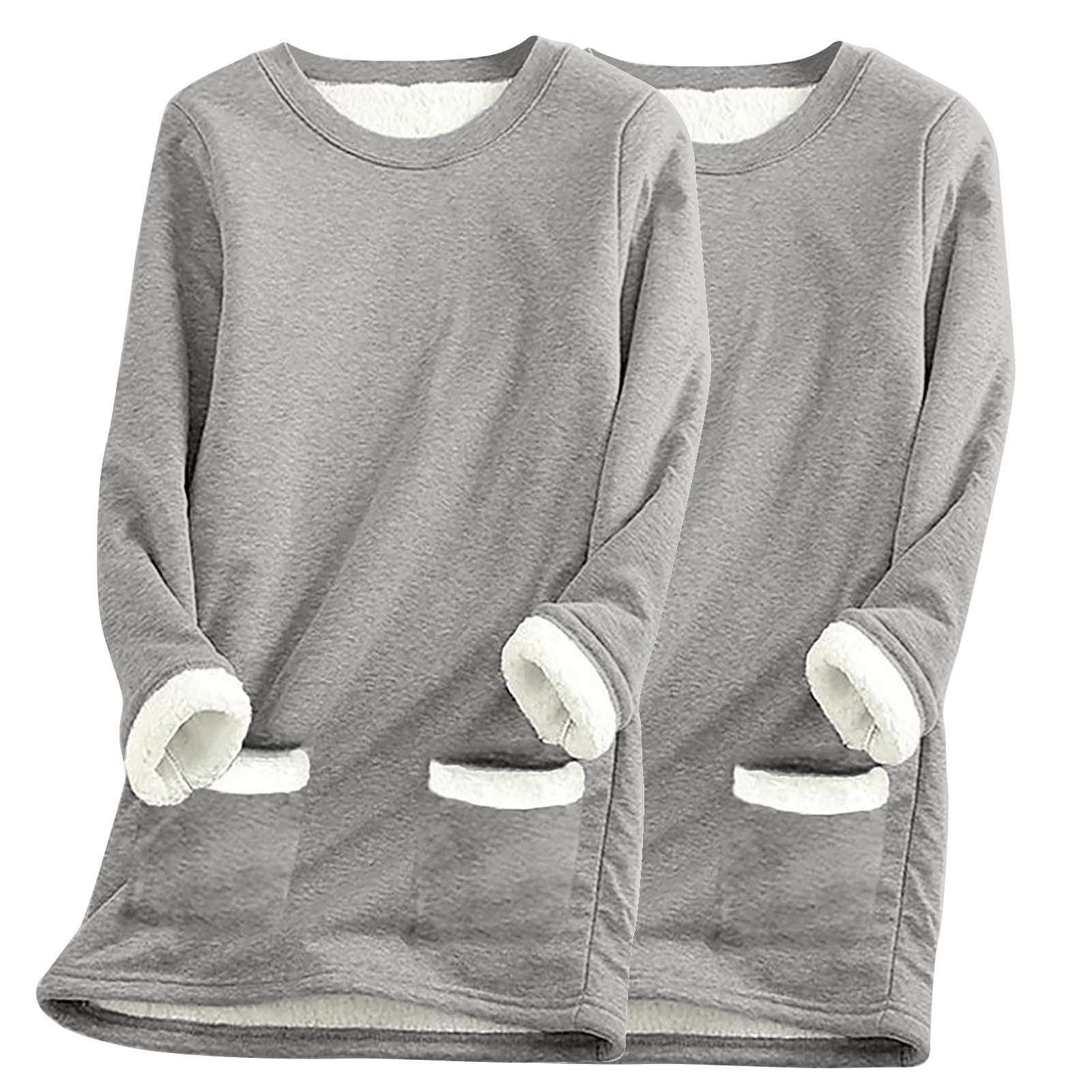 Wancir Winter Fleece Lined Warm Shirts for Women Casual Solid Color ...