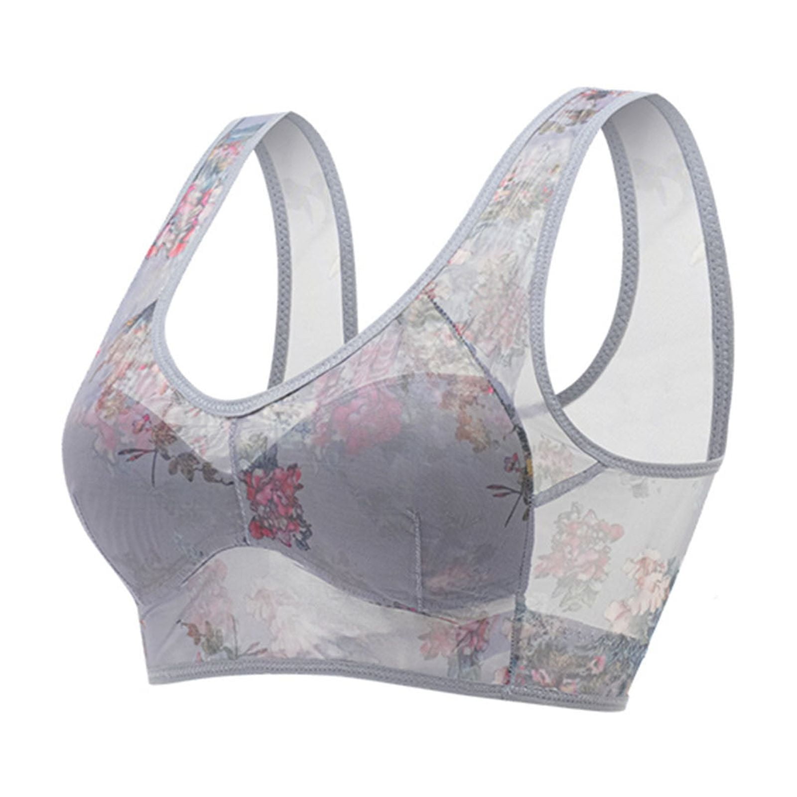Wancir Woman's Printing Thin Style Ventilate Large Size Bras Without ...