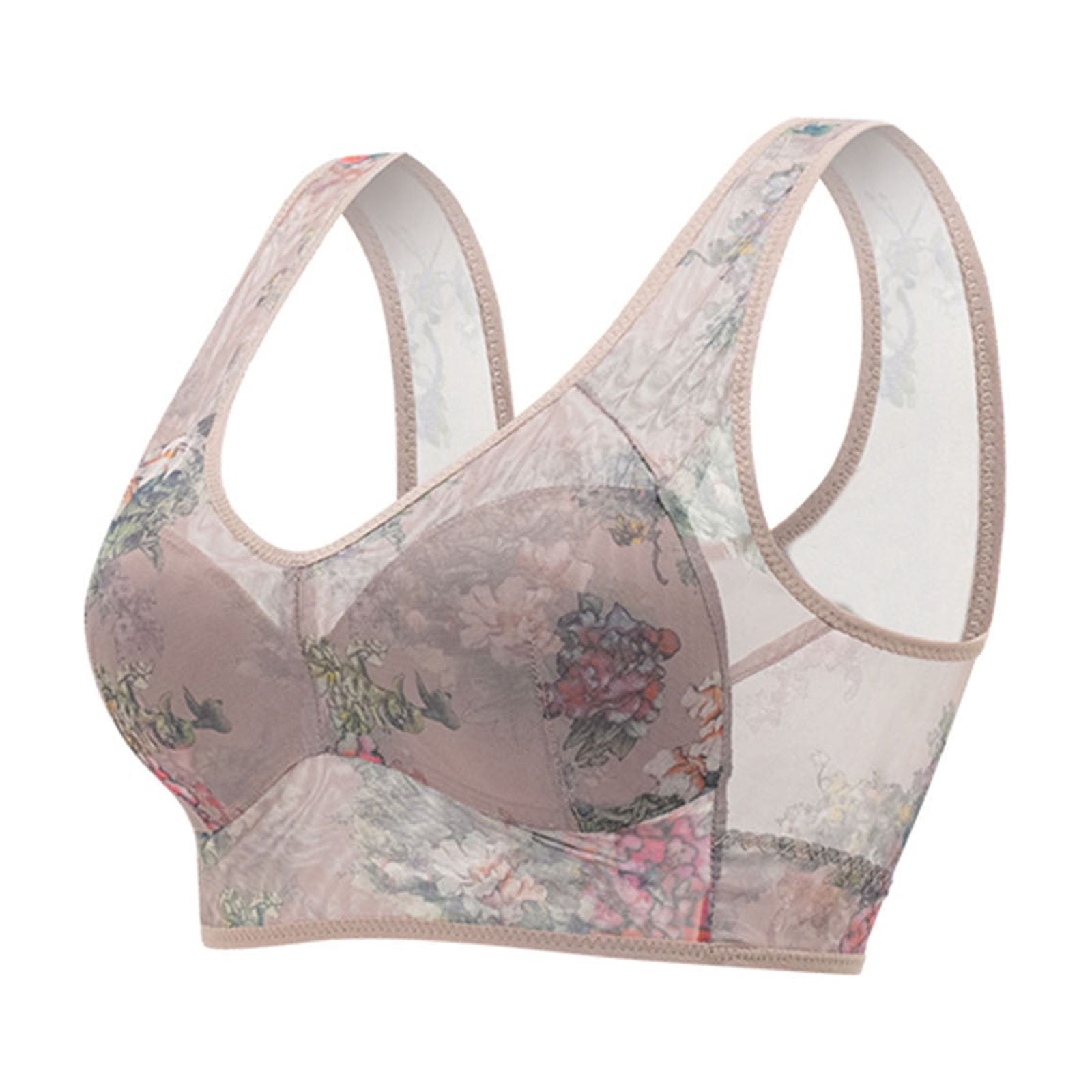 Wancir Woman's Printing Thin Style Ventilate Large Size Bras Without ...