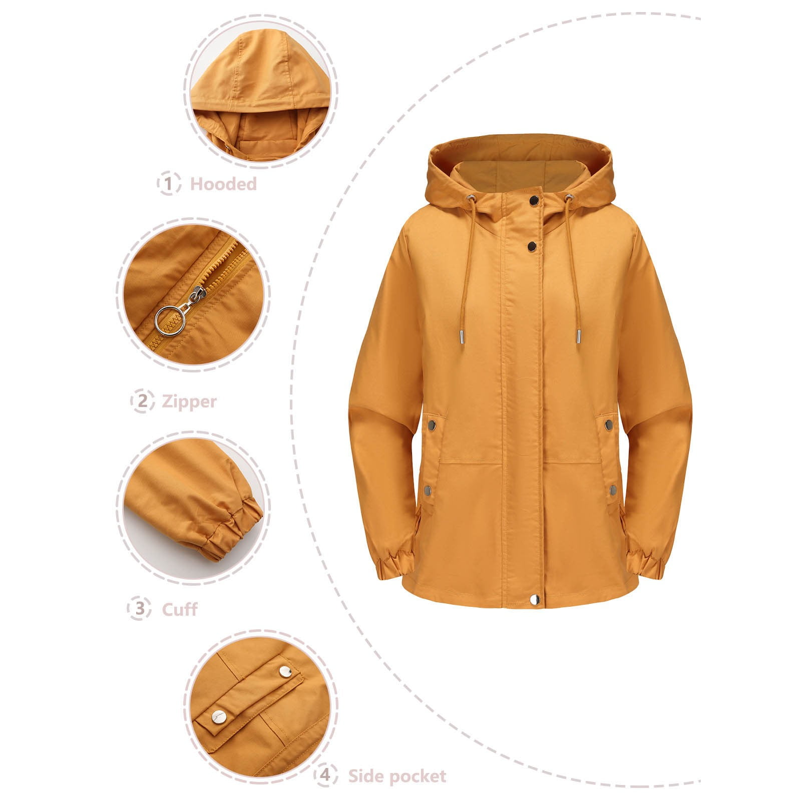 Wancir Women Waterproof Lightweight Rain Jacket Active Outdoor Hooded Raincoat - Walmart.com