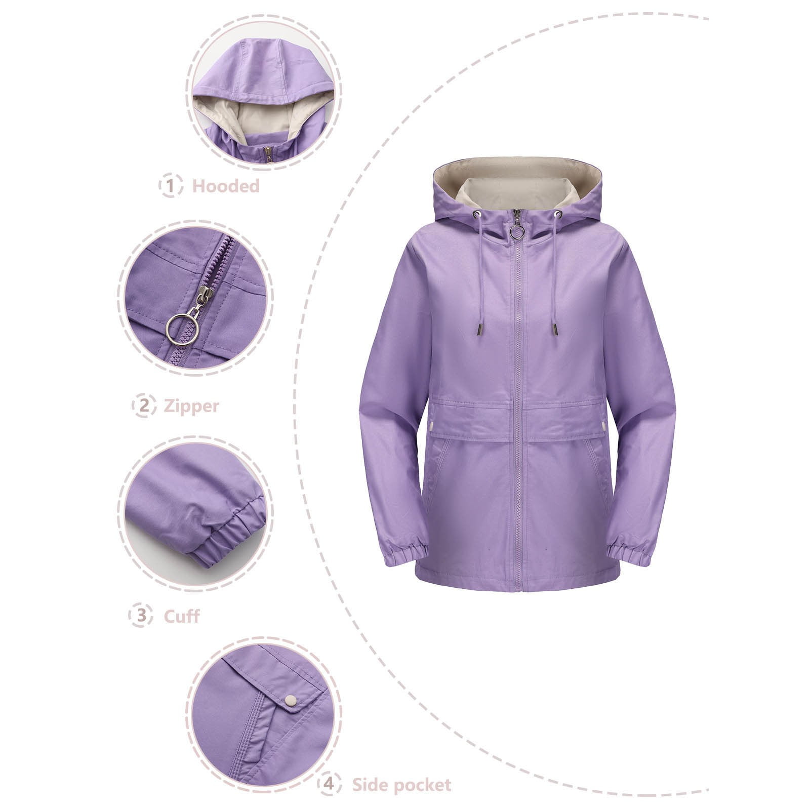 Wancir Women Waterproof Lightweight Rain Jacket Active Outdoor Hooded Raincoat - Walmart.com