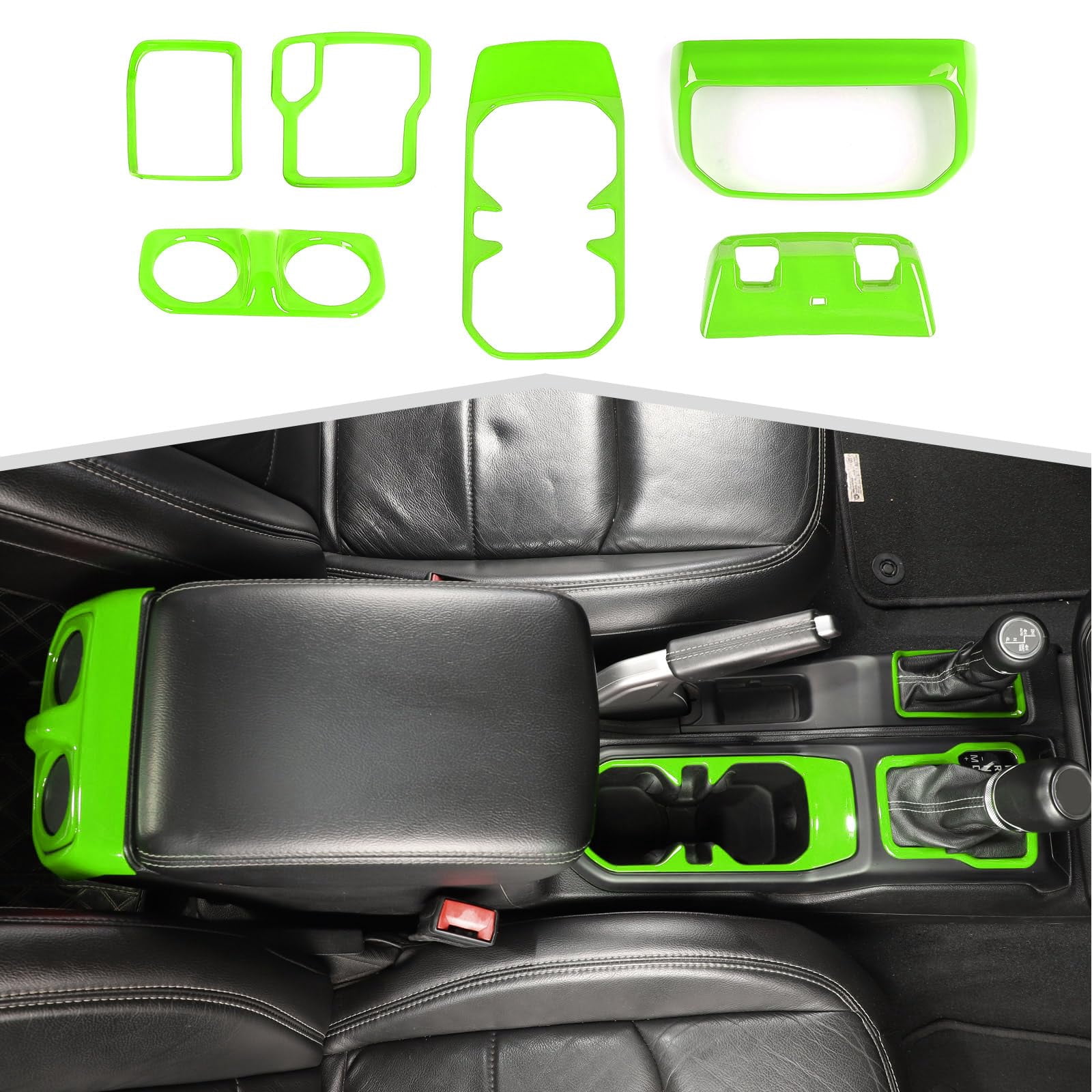amayum Center Console Interior Trim Kit Gear Shift Cover Cup Holder ...