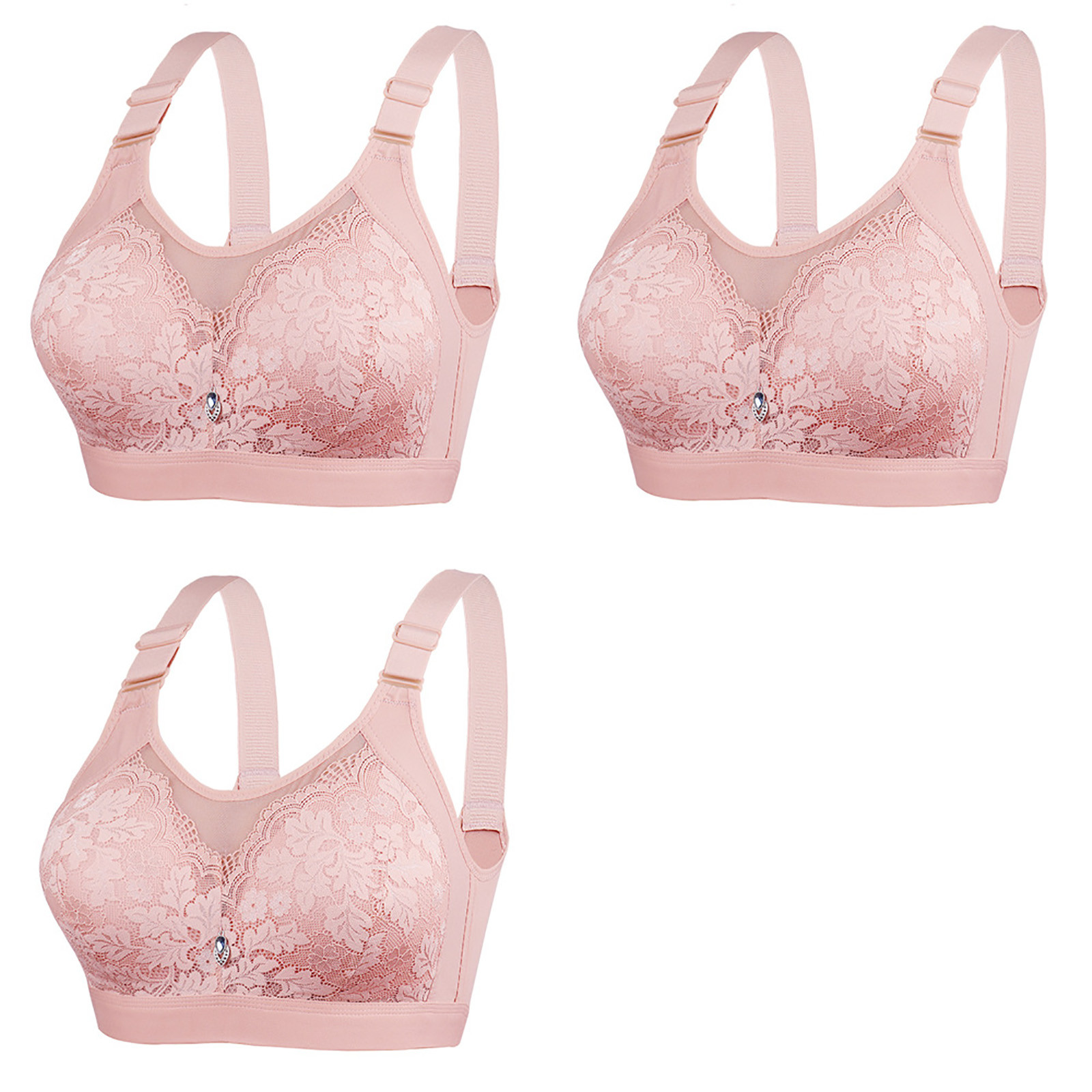 ameIAEA 3 Pack Full Coverage Bras for Women No Underwire Bras Push Up ...