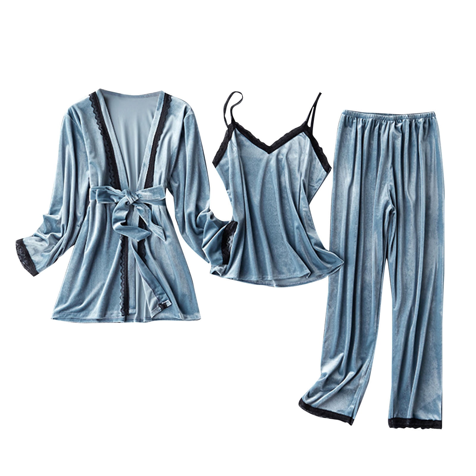 ameIAEA 3 Piece Pajama Set for Women Velvet Sleeveless Camisole Tops ...