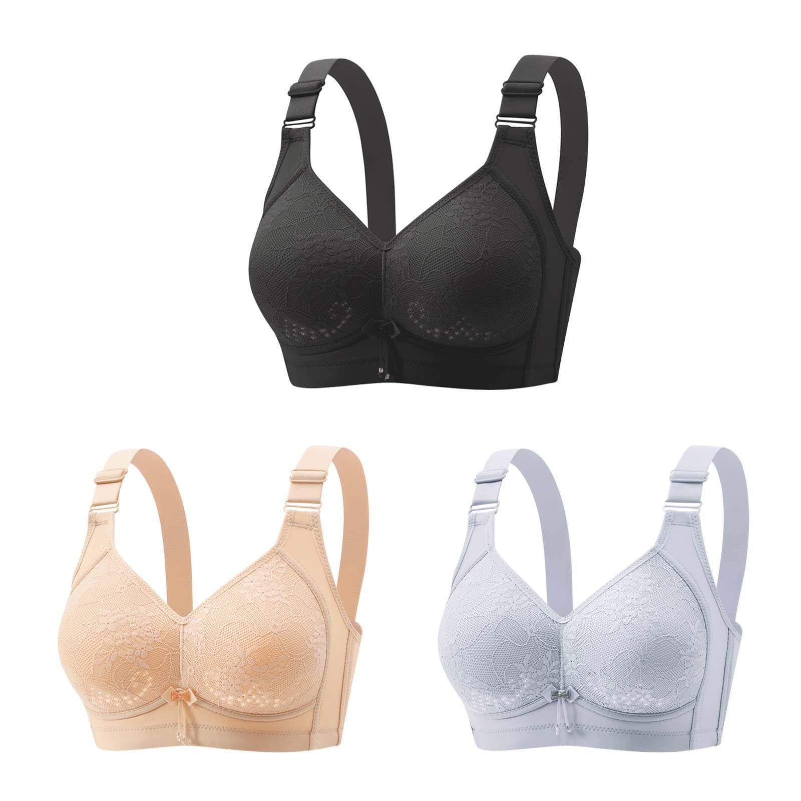 ameIAEA 3PC Women's Full Coverage Bras No Wire V Neck Bra Push Up ...