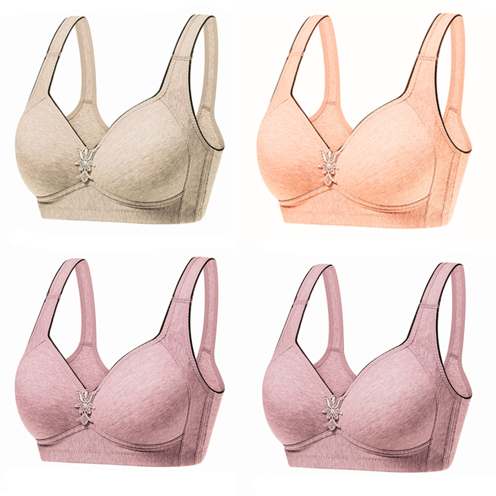 ameIAEA 4 Pack Push Up Bras for Women No Underwire Breathable Full Coverage Bralette Soft ...