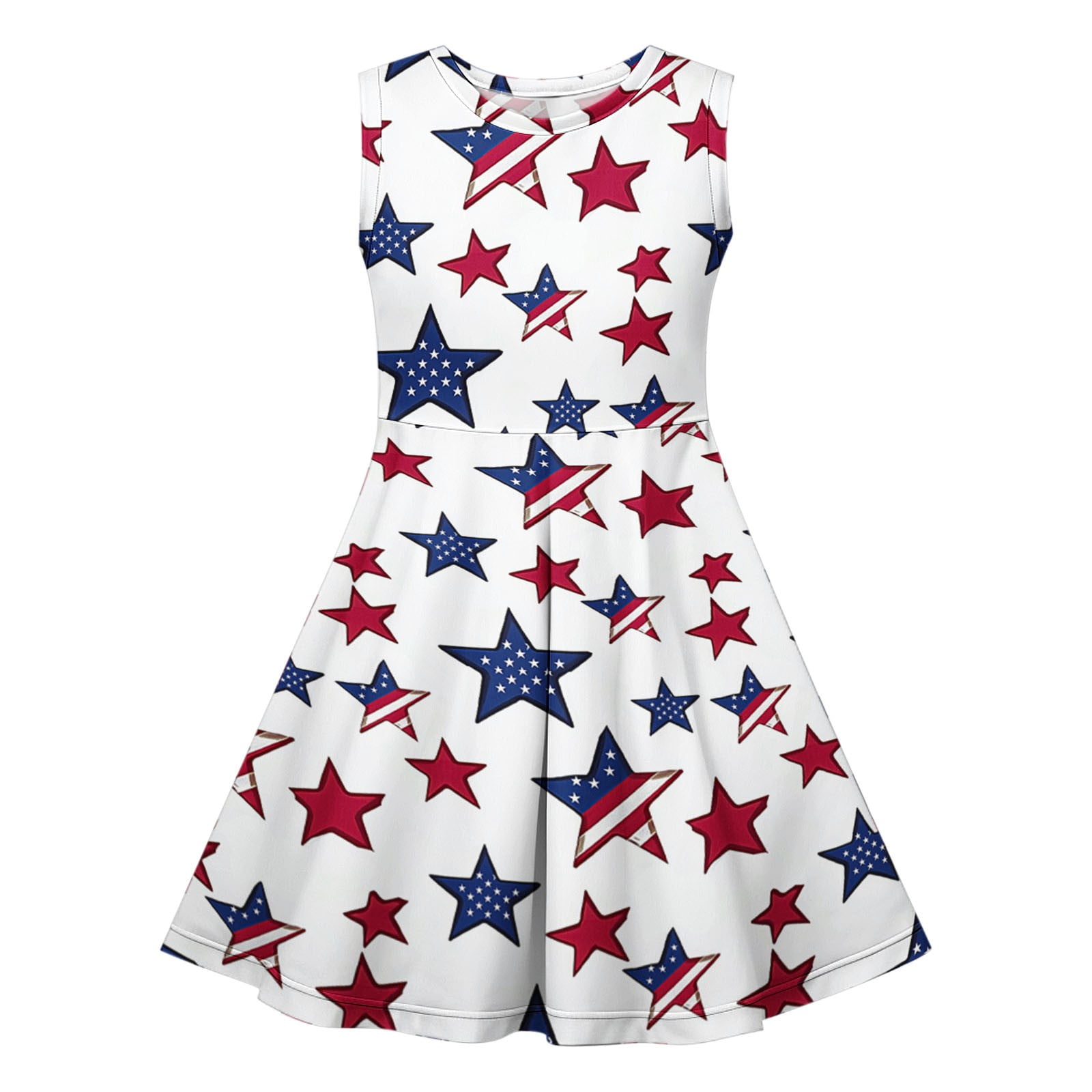 ameIAEA 4th of July Dress for Kids Summer Sleeveless Crewneck A-Line ...