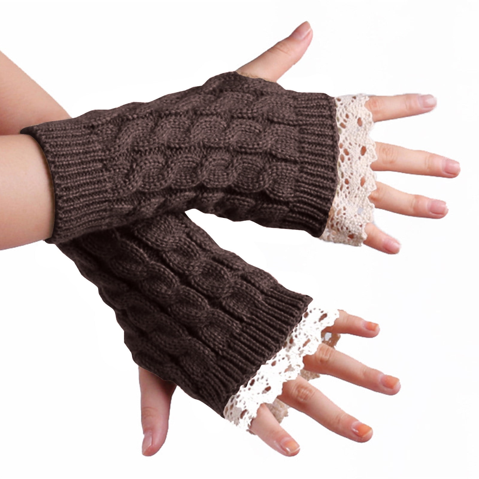 ameIAEA Arm Warmers for Women Lace Knitted Arm Sleeve Fingerless ...