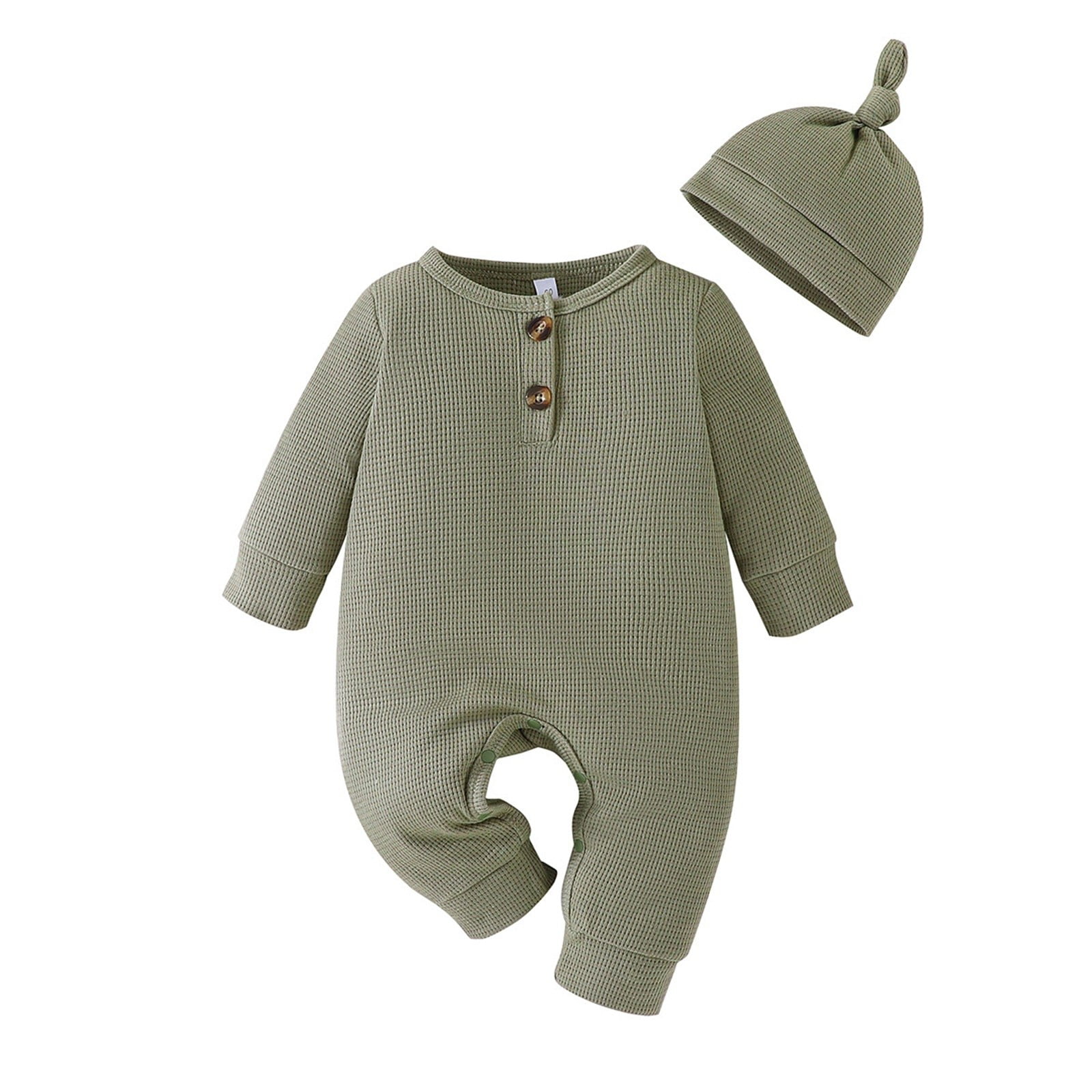 ameIAEA Baby Boy Girls Clothes Infant Long Sleeve Romper Toddler Jumpsuit with Hat NewBorn ...