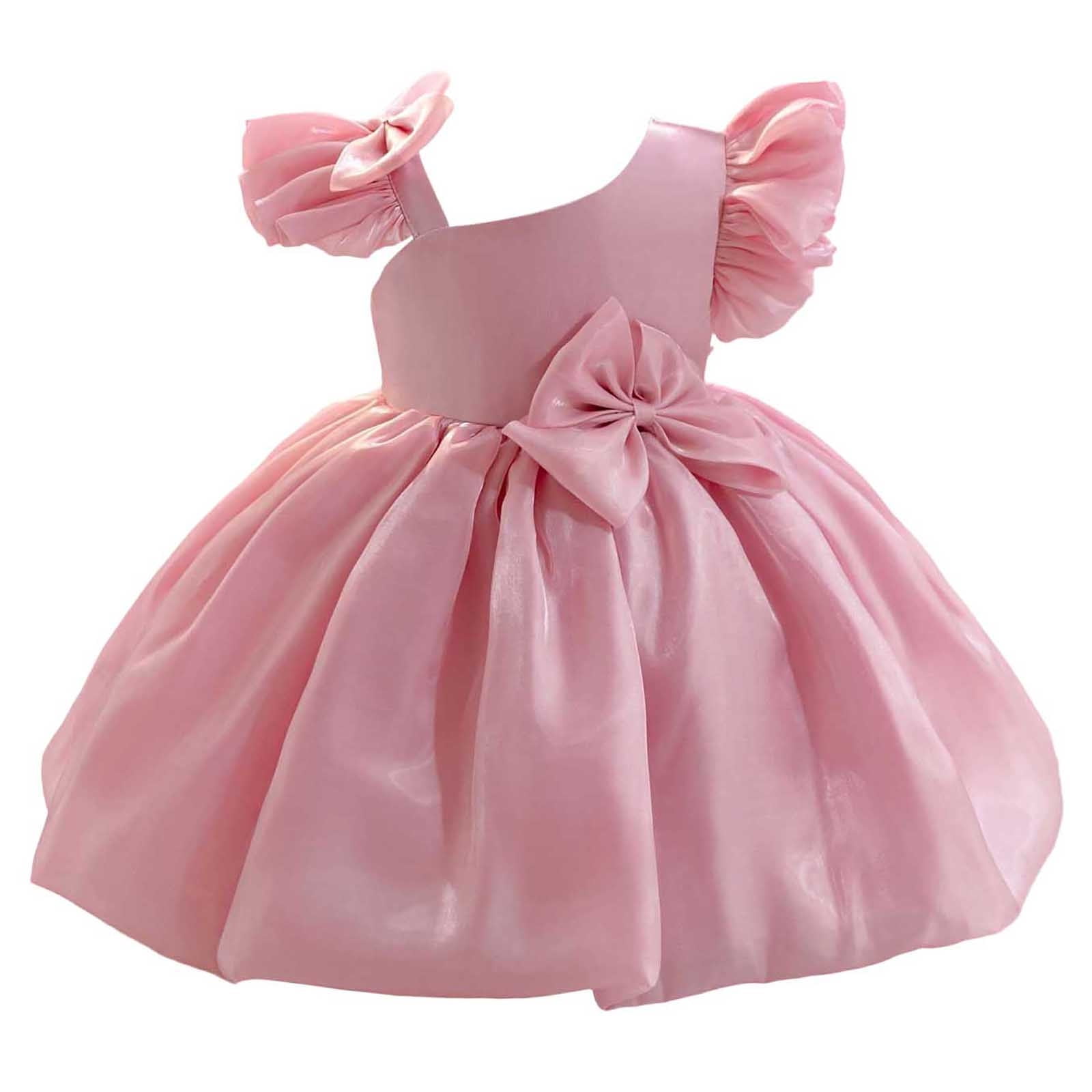 ameIAEA Baby Girl Satin Formal Wedding Dress Toddler Birthday Party ...