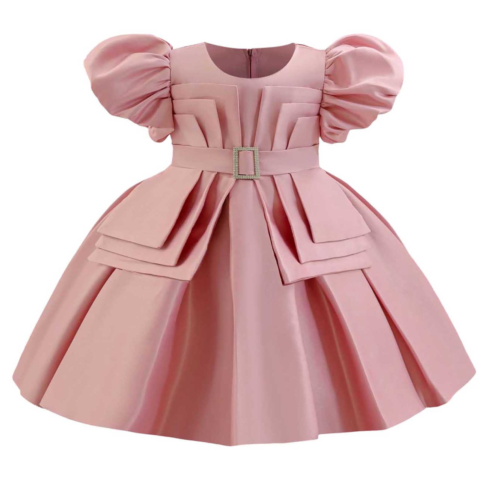 ameIAEA Baby Girl Satin Formal Wedding Dress Toddler Birthday Party ...