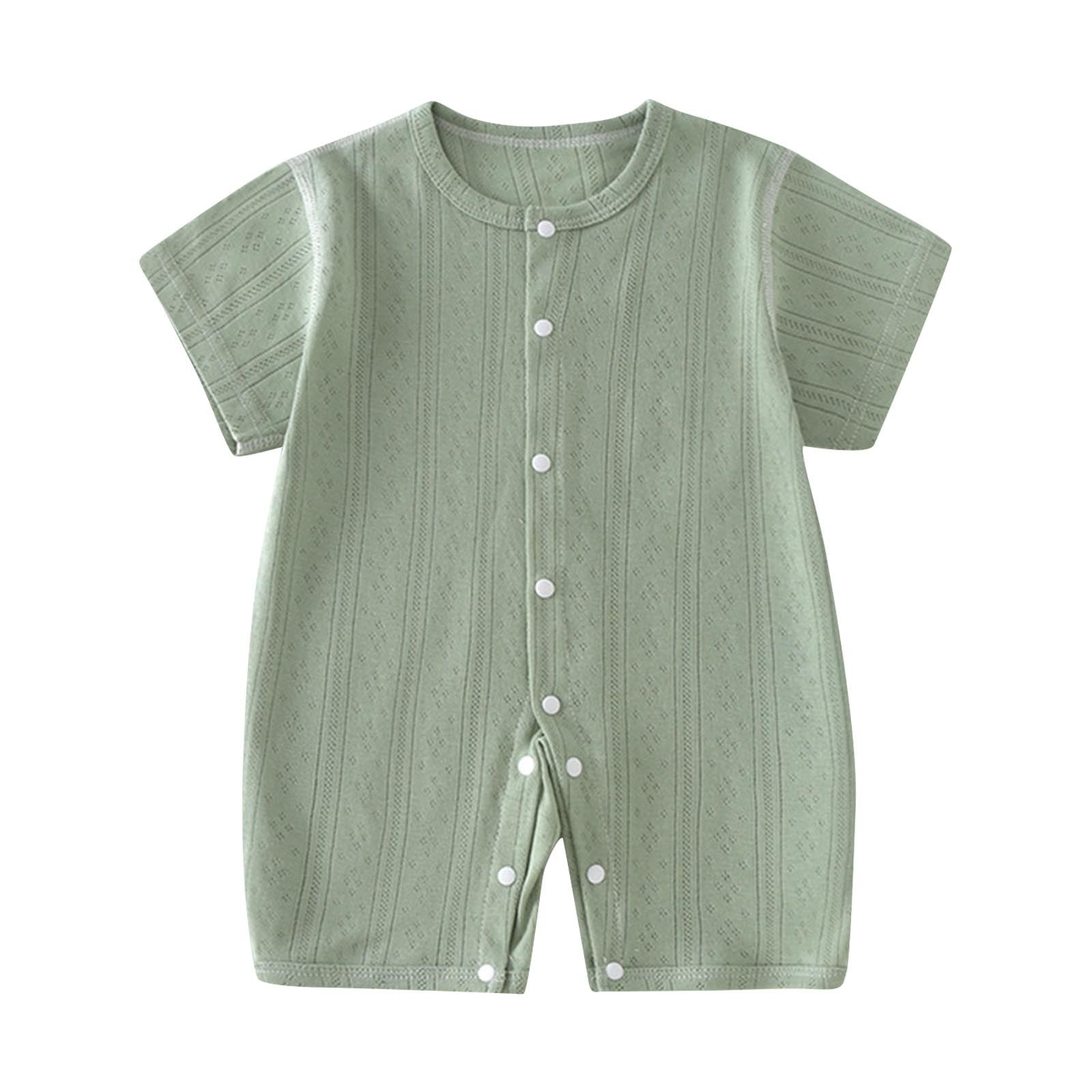 ameIAEA Baby Short Sleeve Romper Newborn Boy Girl Button Down Jumpsuits ...