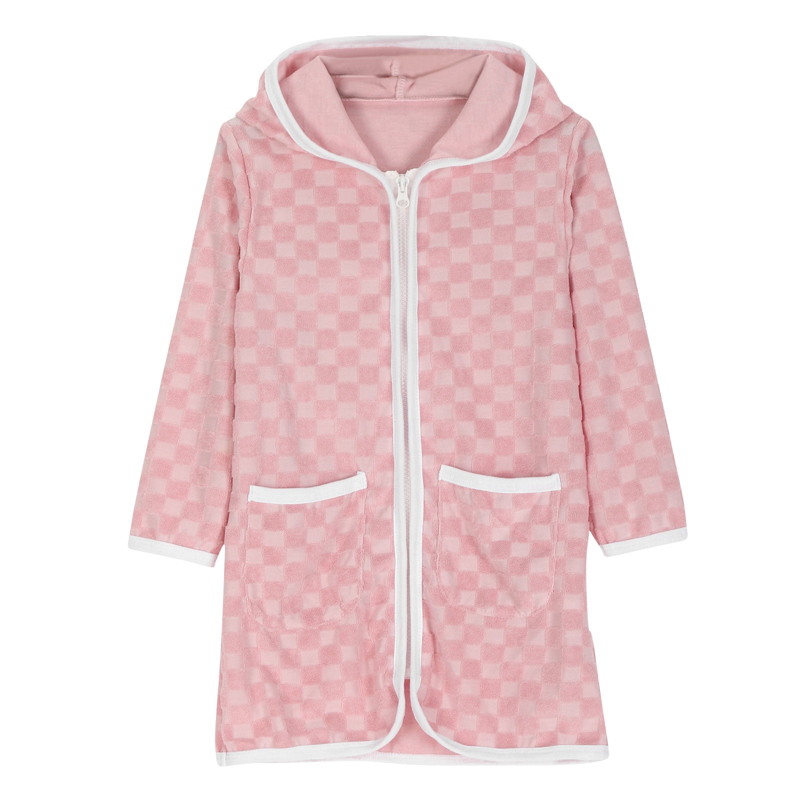 ameIAEA Boys Girls Bathrobe Zip Up Hooded Long Sleeve Coverup Toddler ...