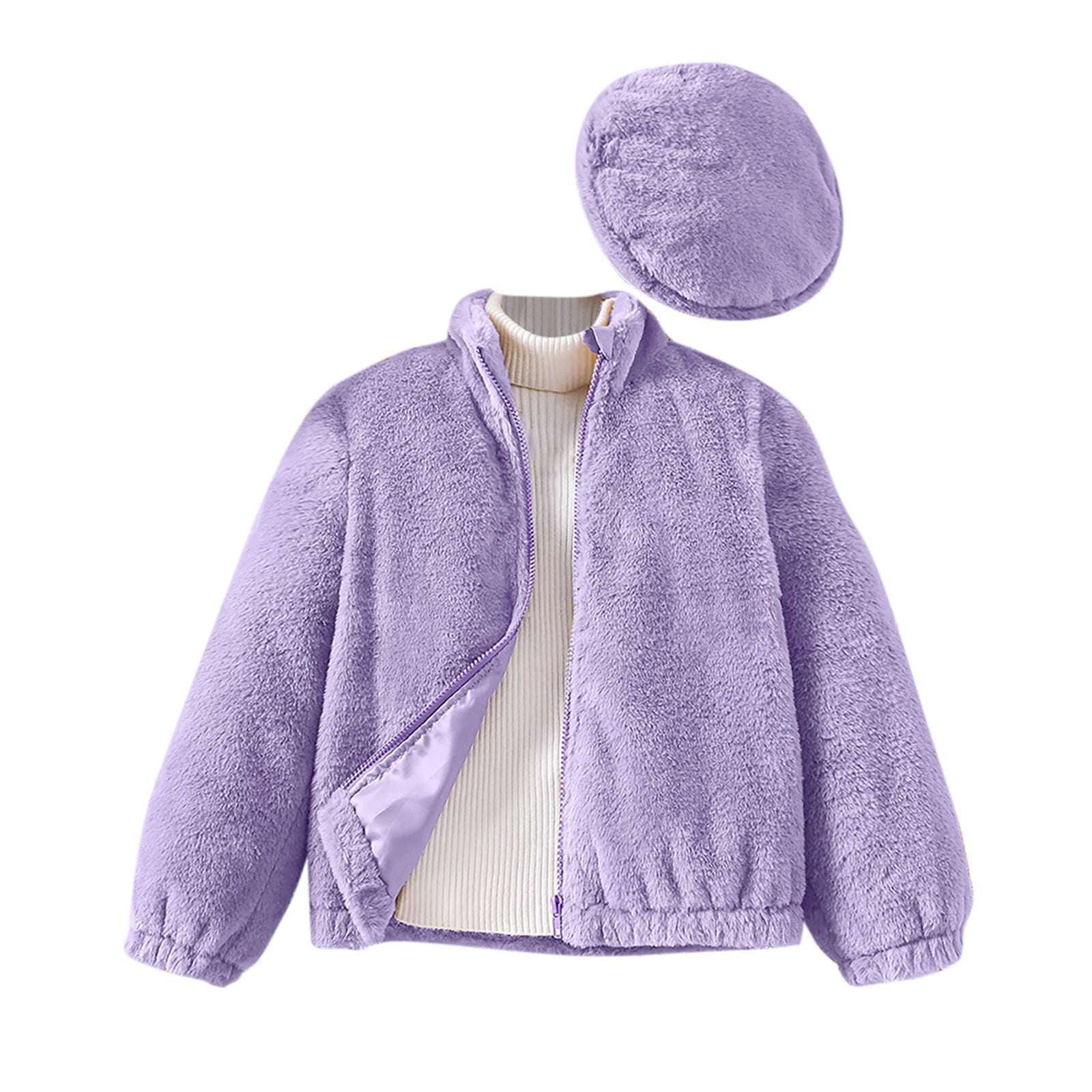 ameIAEA Boys Girls Fuzzy Sherpa Jacket Kids Long Sleeve Zip Up Winter ...