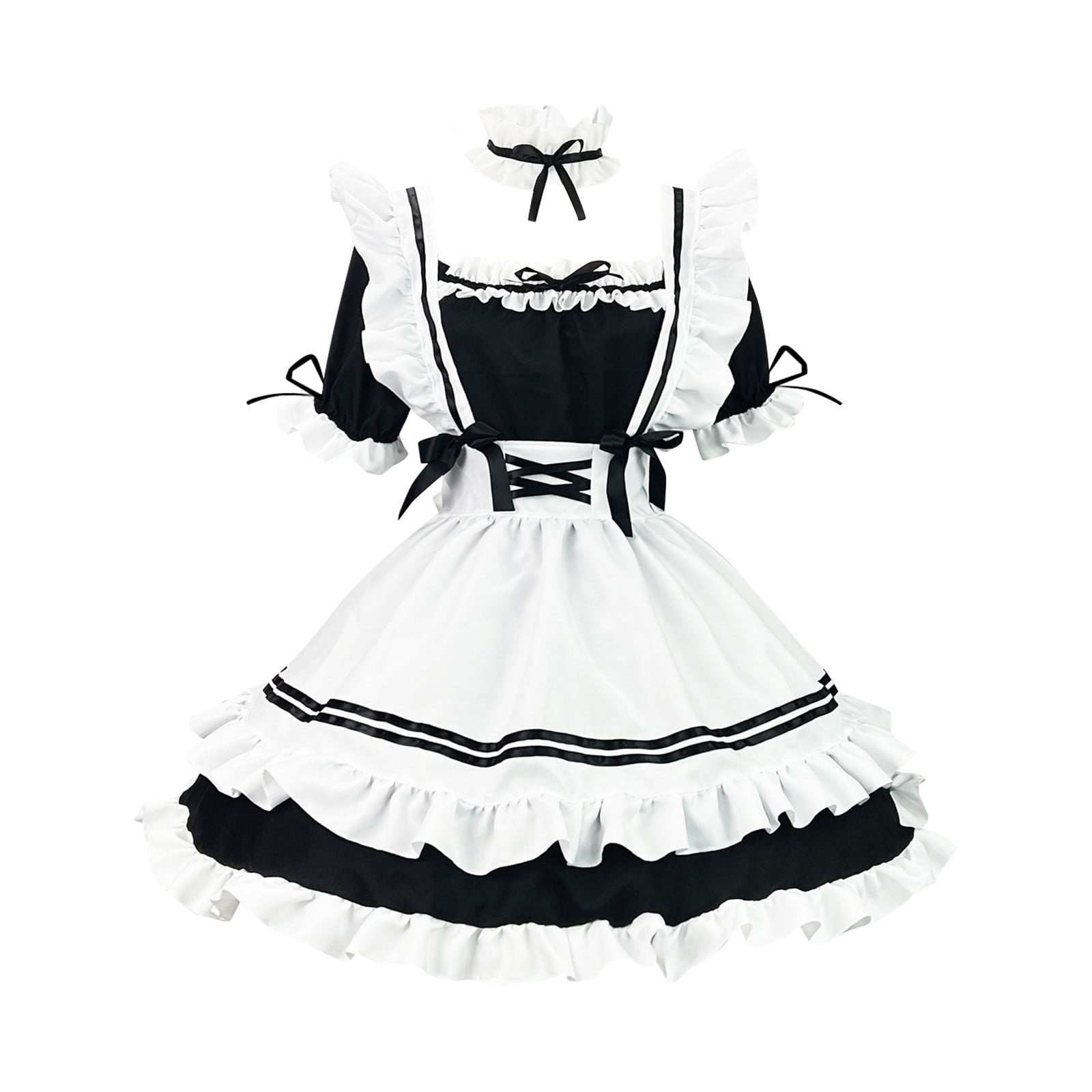 Ameiaea Cute Summer Dresses For Women Square Neck Short Sleeve Lace Up High Waist A Line Ruffle