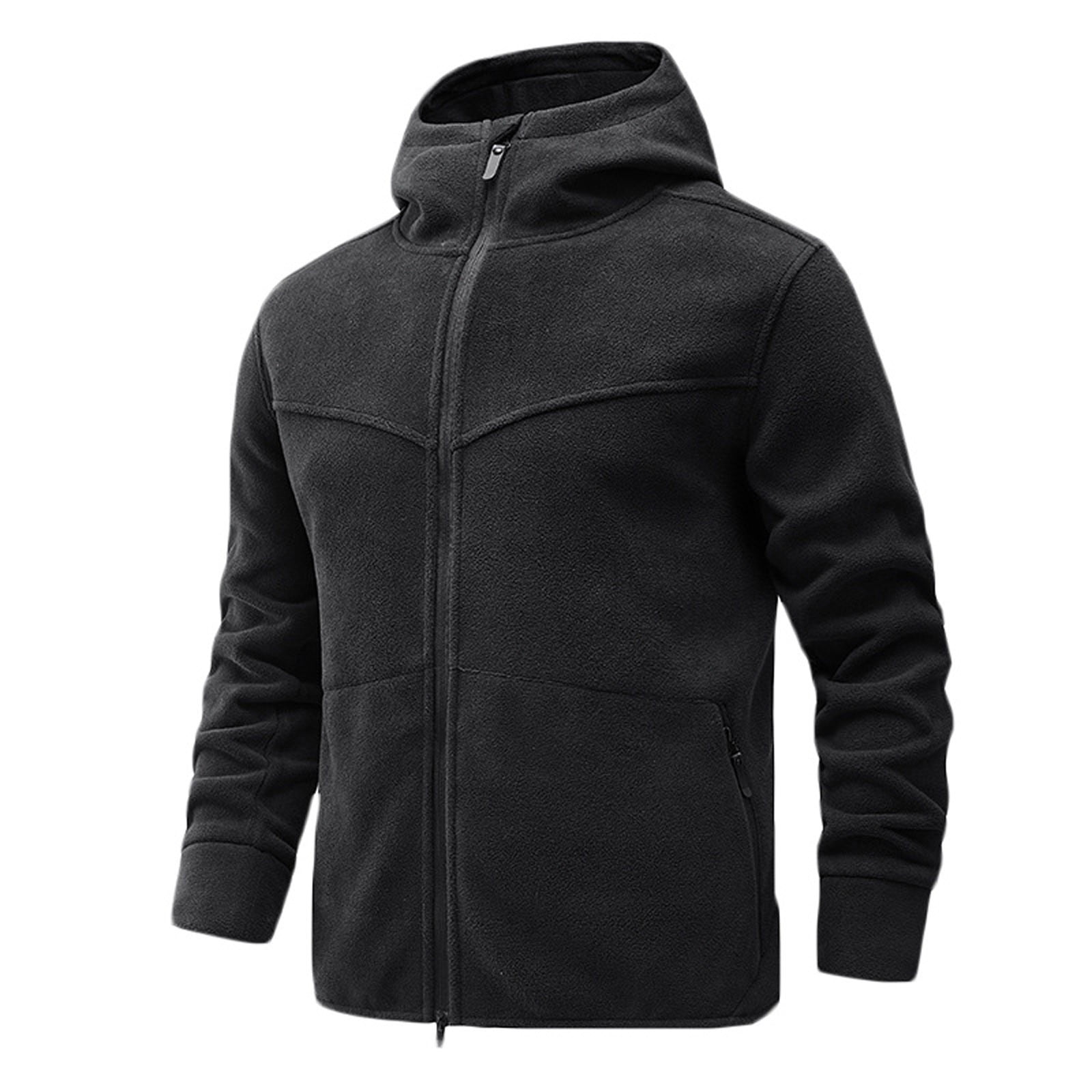 ameIAEA Fall Winter Jackets for Men Full Zip Up Hooded Coat Long Sleeve ...
