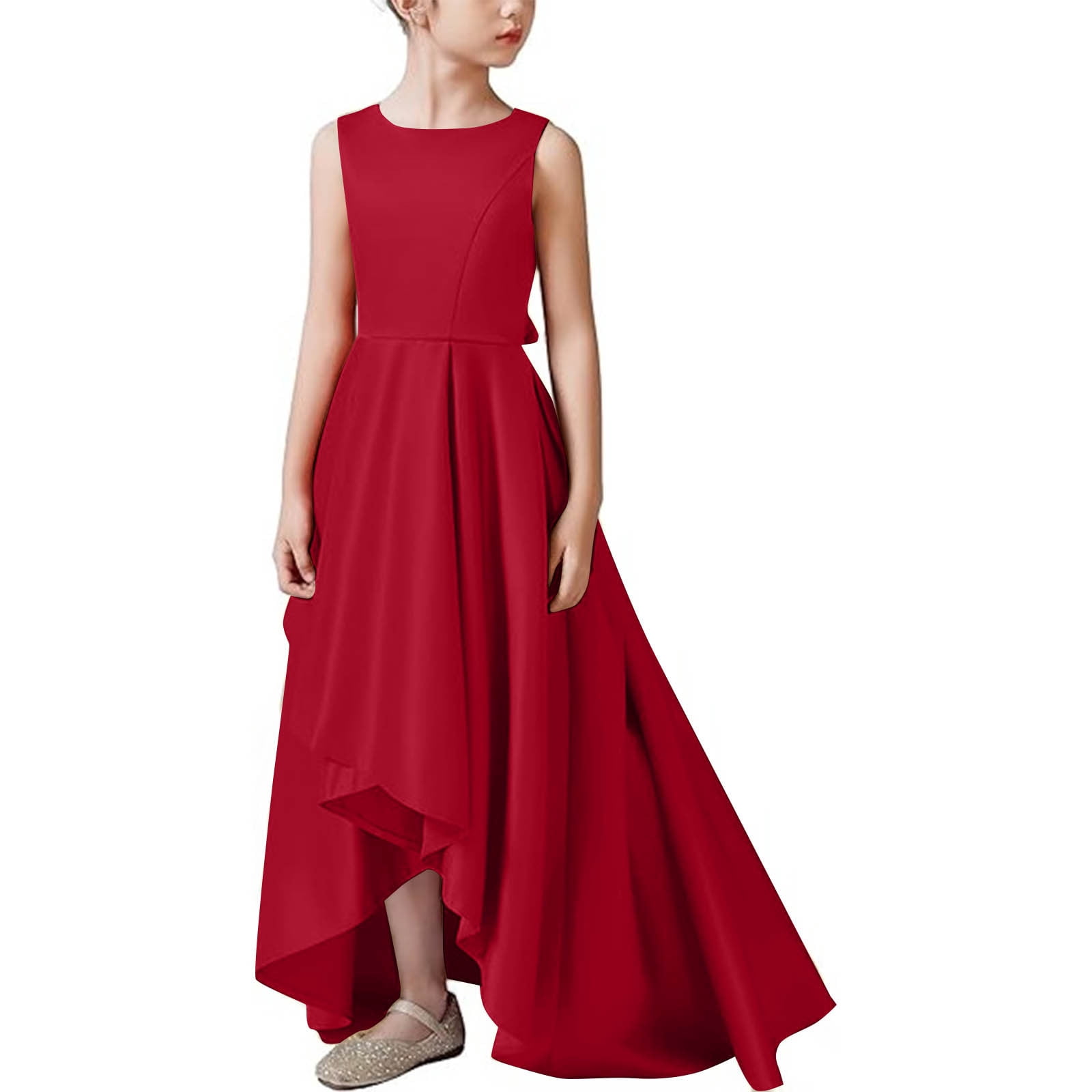 ameIAEA Girl Wedding Guest Satin Dress Kids Party Birthday Princess ...