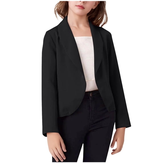 ameIAEA Girls Blazer Jacket Long Sleeve Open Front Blazers Lapel Solid ...