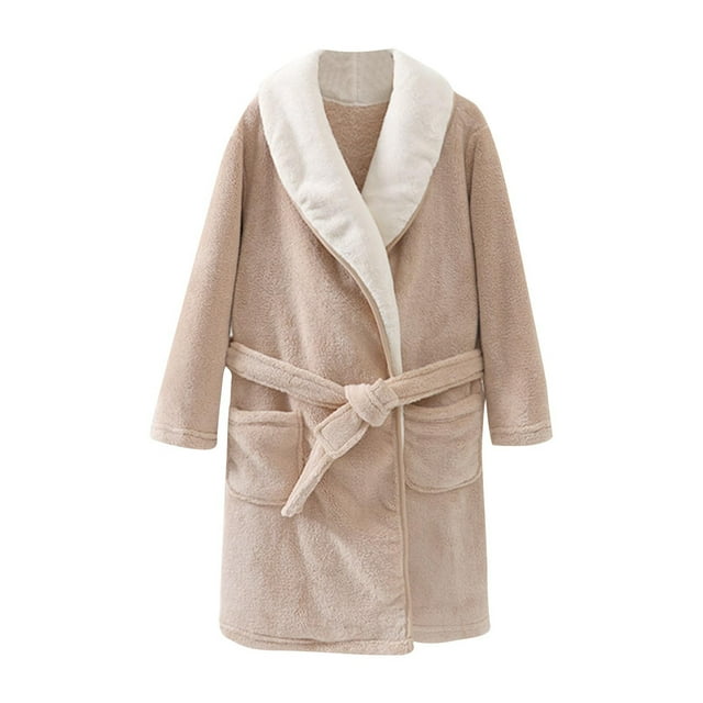 ameIAEA Girls Collar Fleece Robes Boys Warm Fuzzy Bathrobe Soft Flannel ...