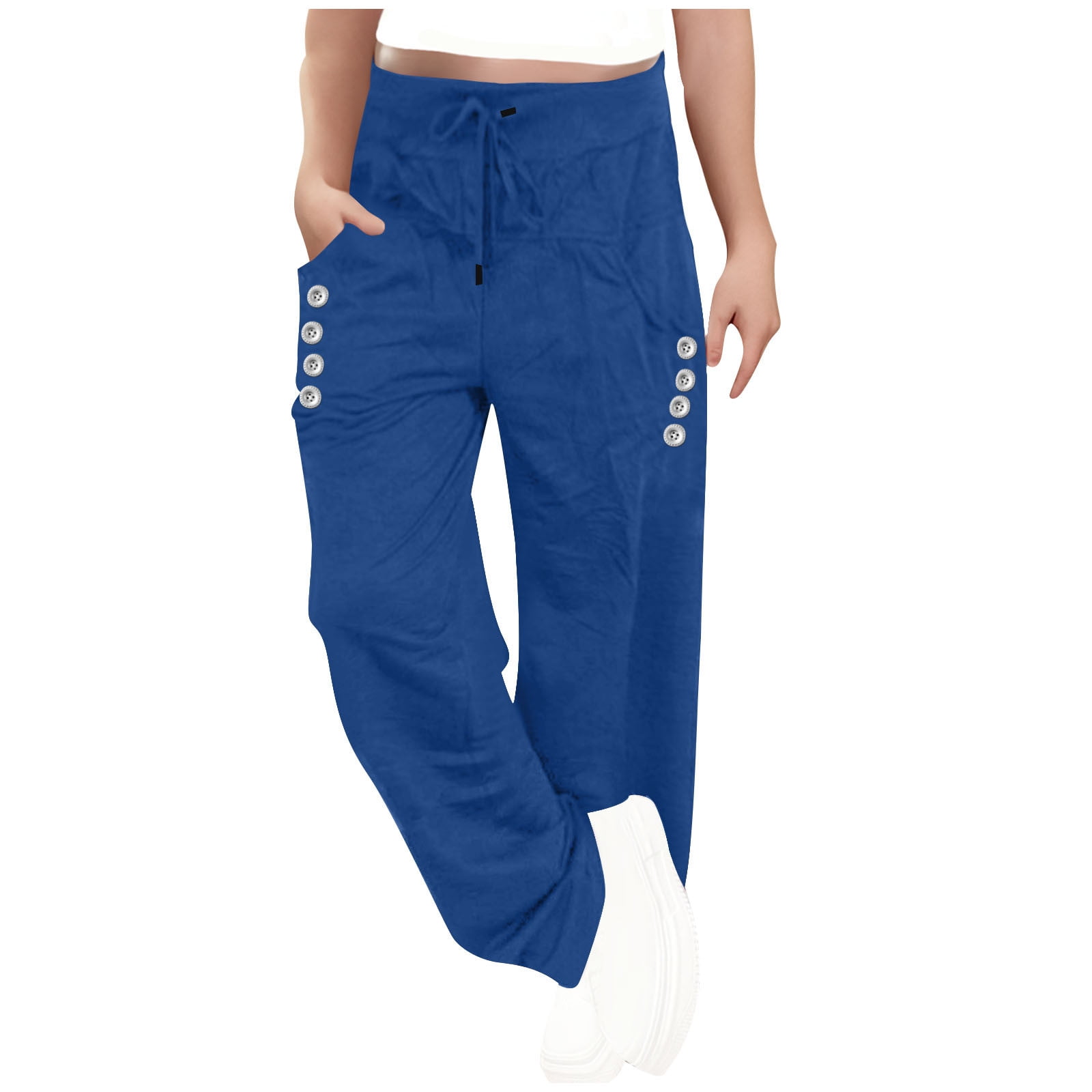 ameIAEA Girls High Elastic Waisted Drawstring Pants Kids Boys Button ...