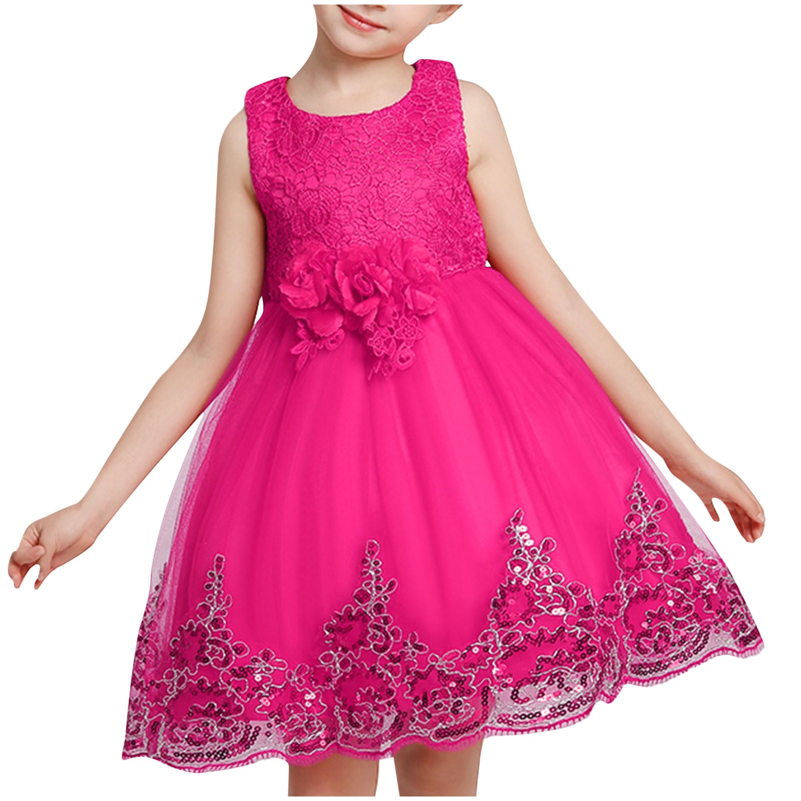ameIAEA Girls Sequin Dress Kids Elegant Sleeveless Sparkly Dress ...