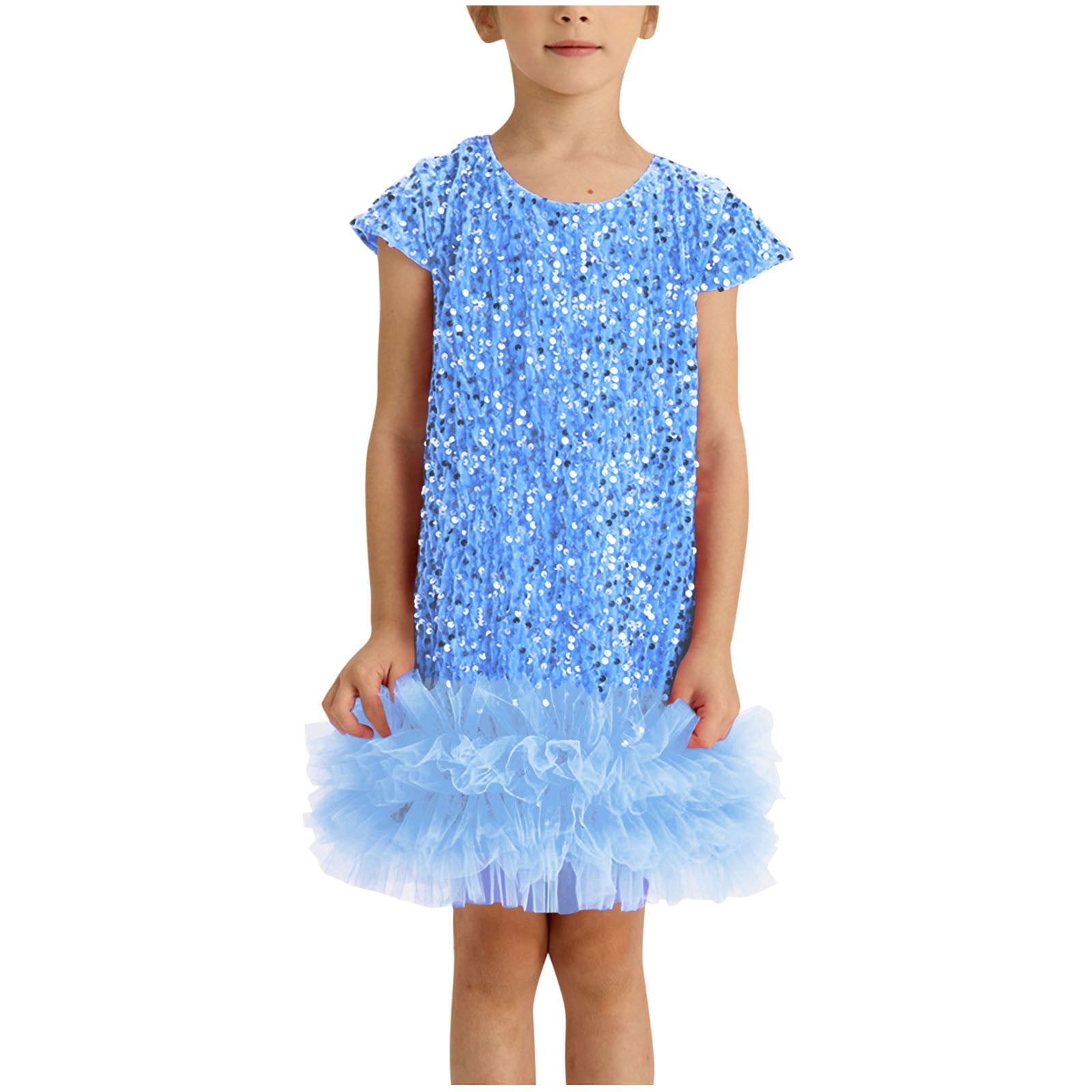 ameIAEA Girls Sequin Party Dress Sparkle Formal Birthday Tulle Dress ...