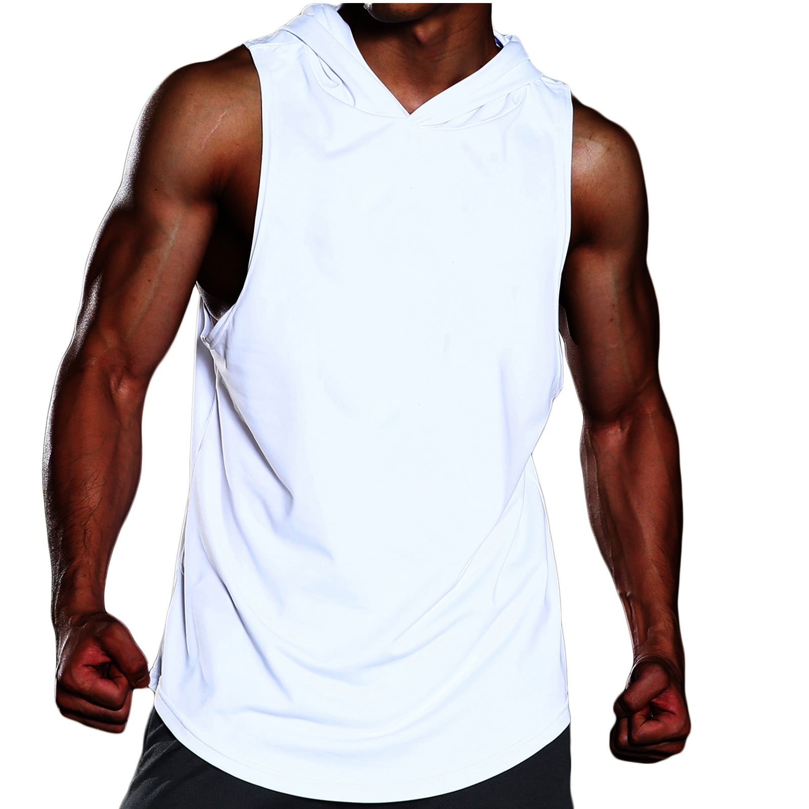 ameIAEA Men's Sleeveless Hoodie Sweatshirts Summer Workout Gym Tank ...