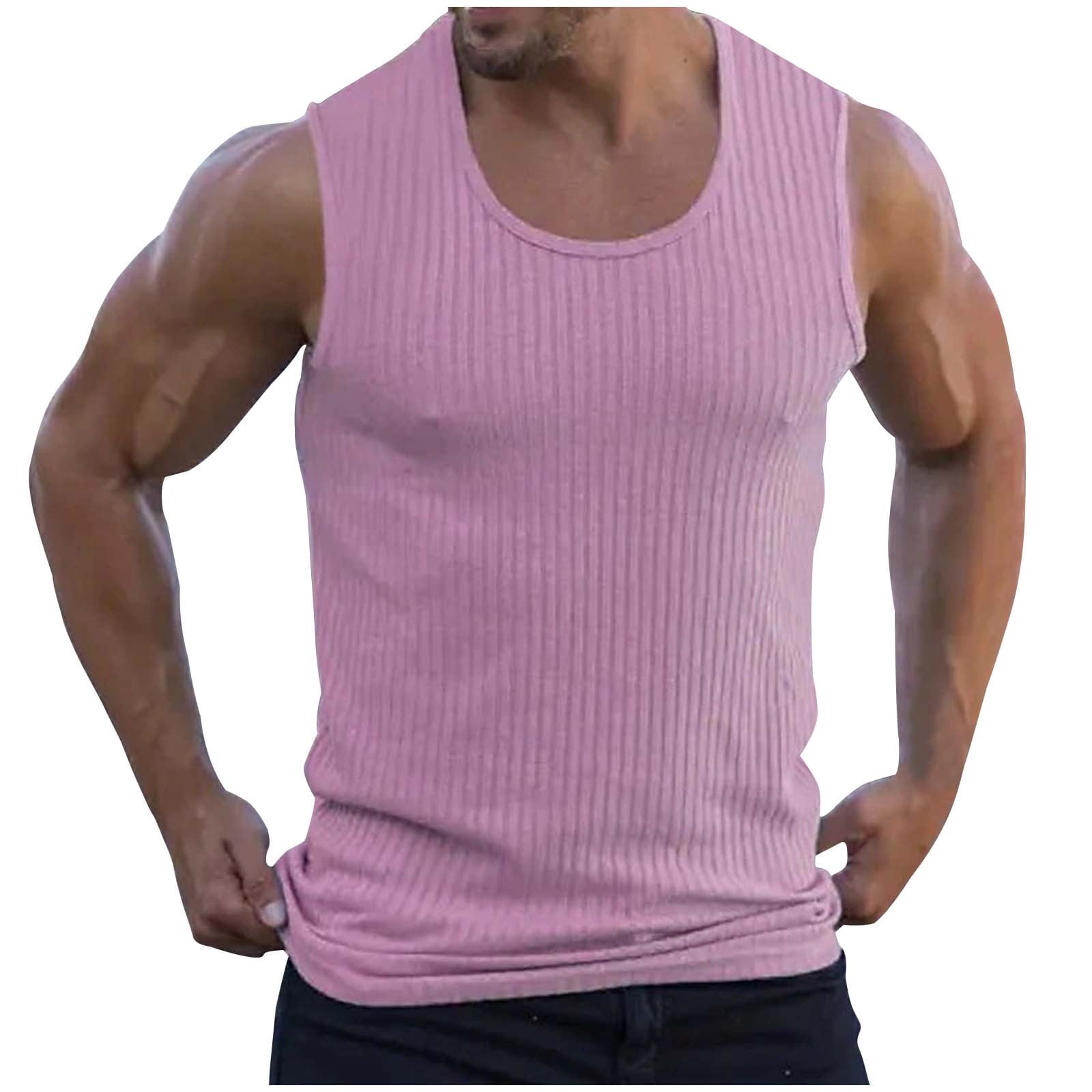 ameIAEA Mens Ribbed Knit Tank Tops Workout Gym Running Shirt Sleeveless ...