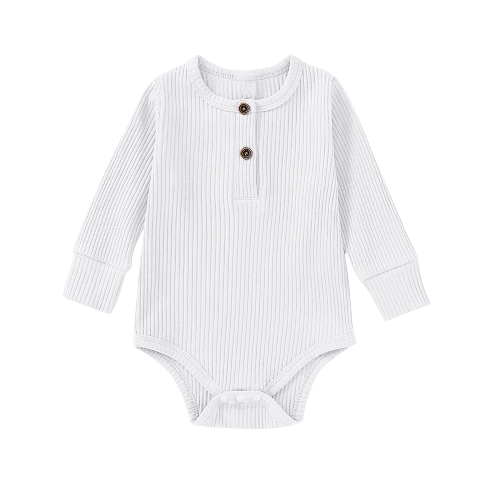 ameIAEA Newborn Infant Baby Boy Girl Romper Long Sleeve Button Jumpsuit Toddler Cute Clothes ...