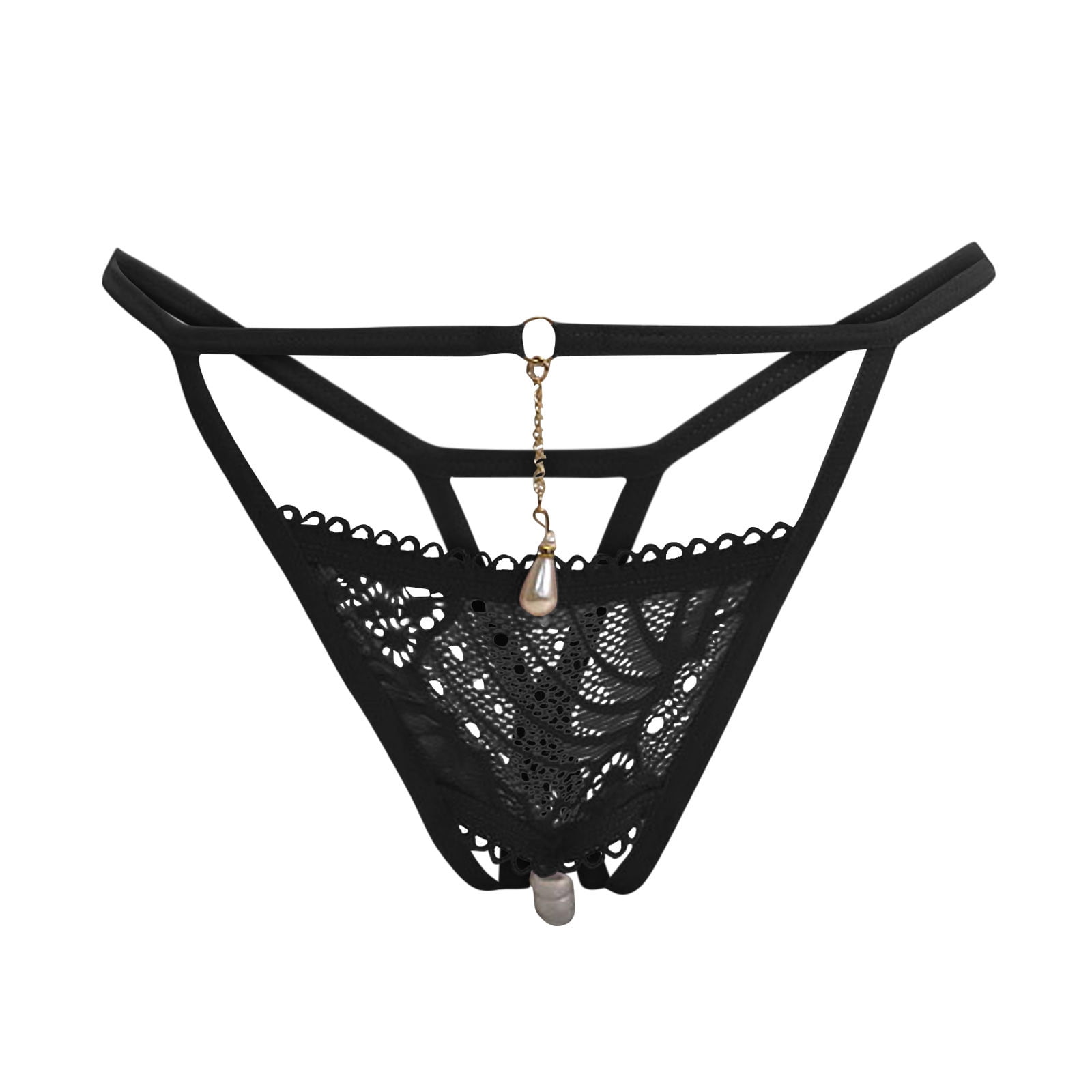 ameIAEA Pearl G String Thongs for Women Hollow Out Lace Open Crotch ...