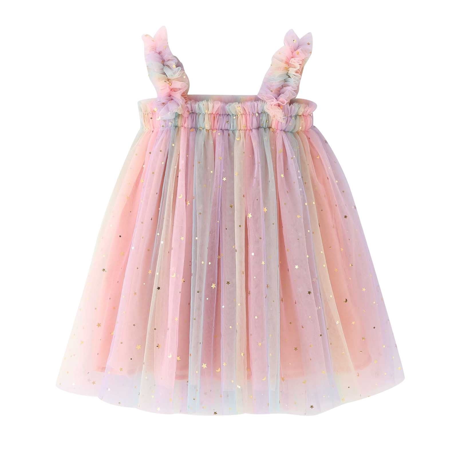 ameIAEA Sequin Tulle Party Dress for Girls Sleeveless Layered Princess ...