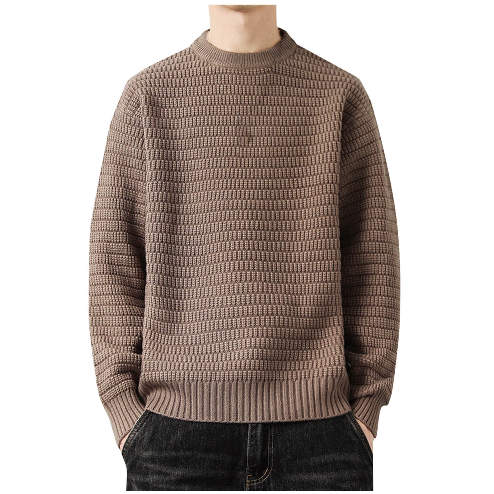 ameIAEA Sweaters for Women Crewneck Long Sleeve Cable Knit Solid Color ...